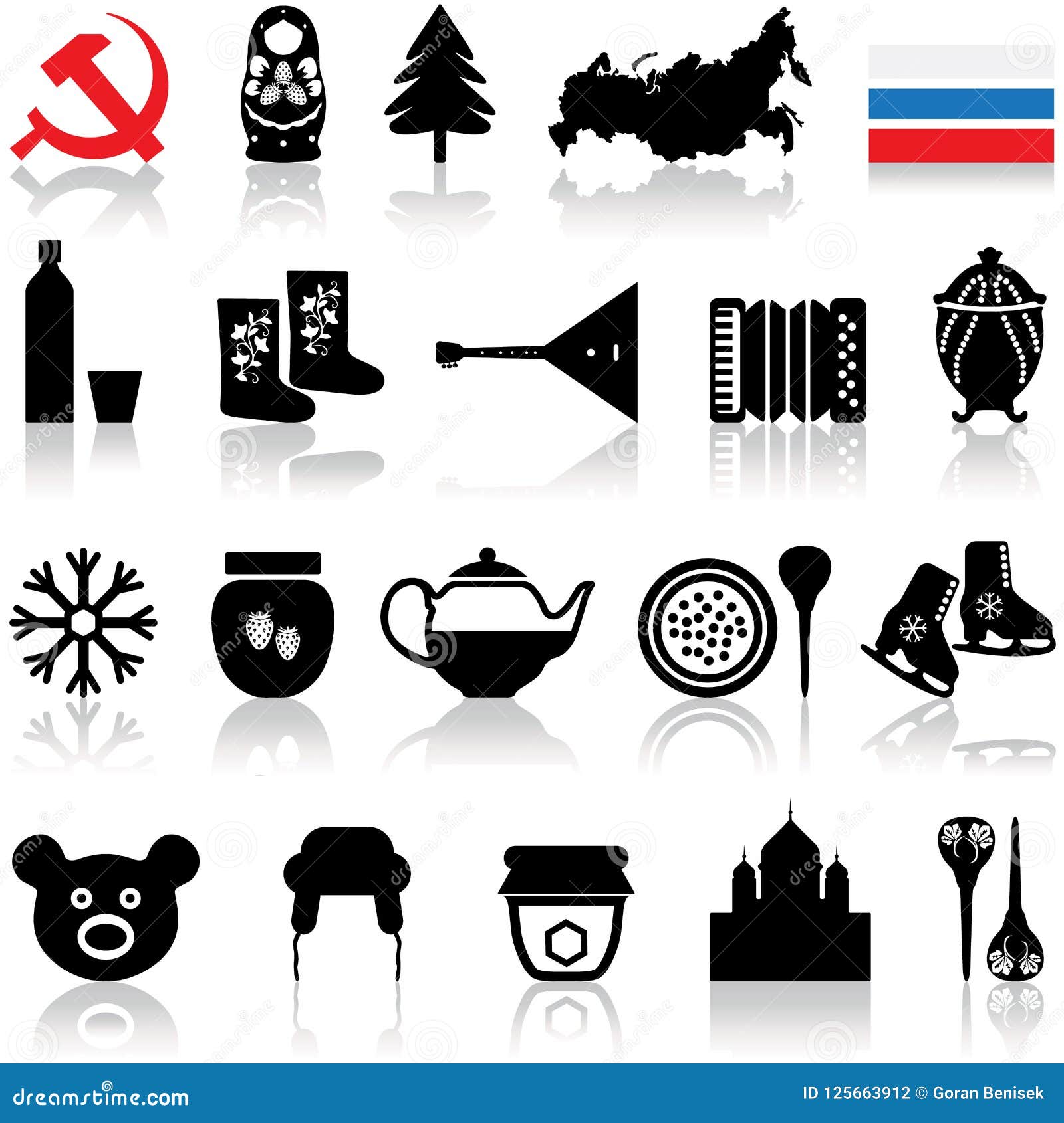 Russian Symbols Icon Set. stock vector. Illustration of matryoshka ...