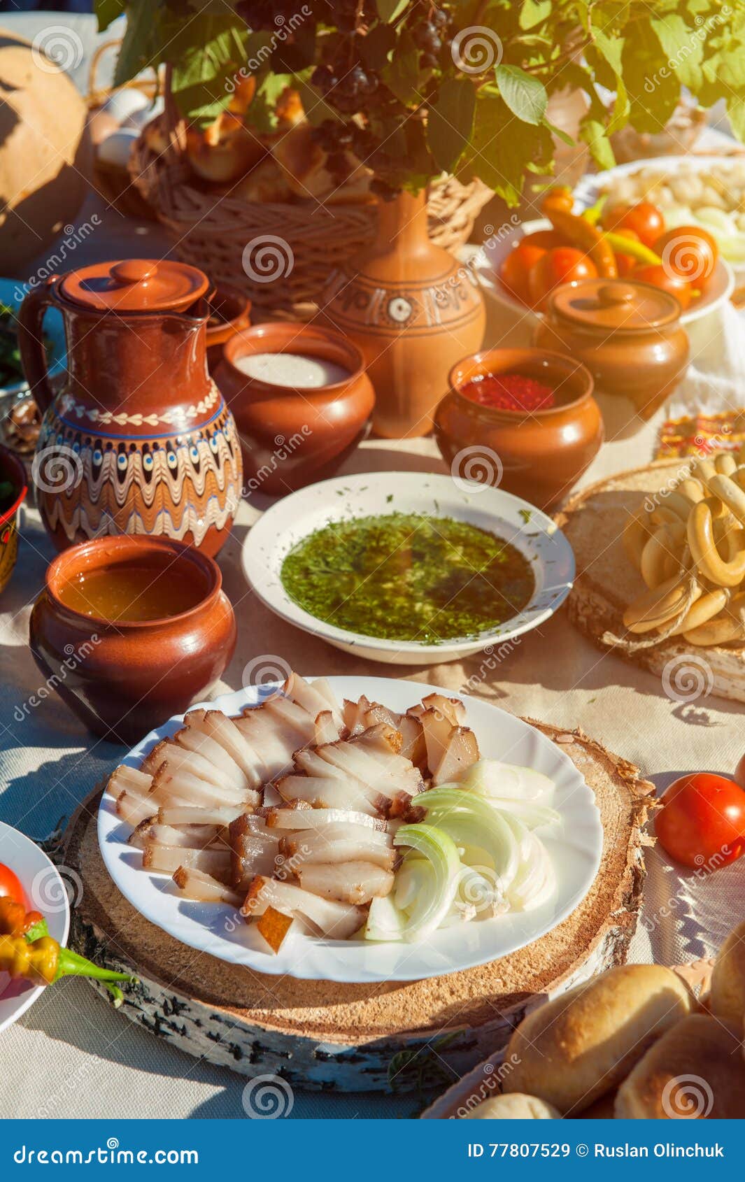 Russian table with food stock image. Image of cuisine - 77807529