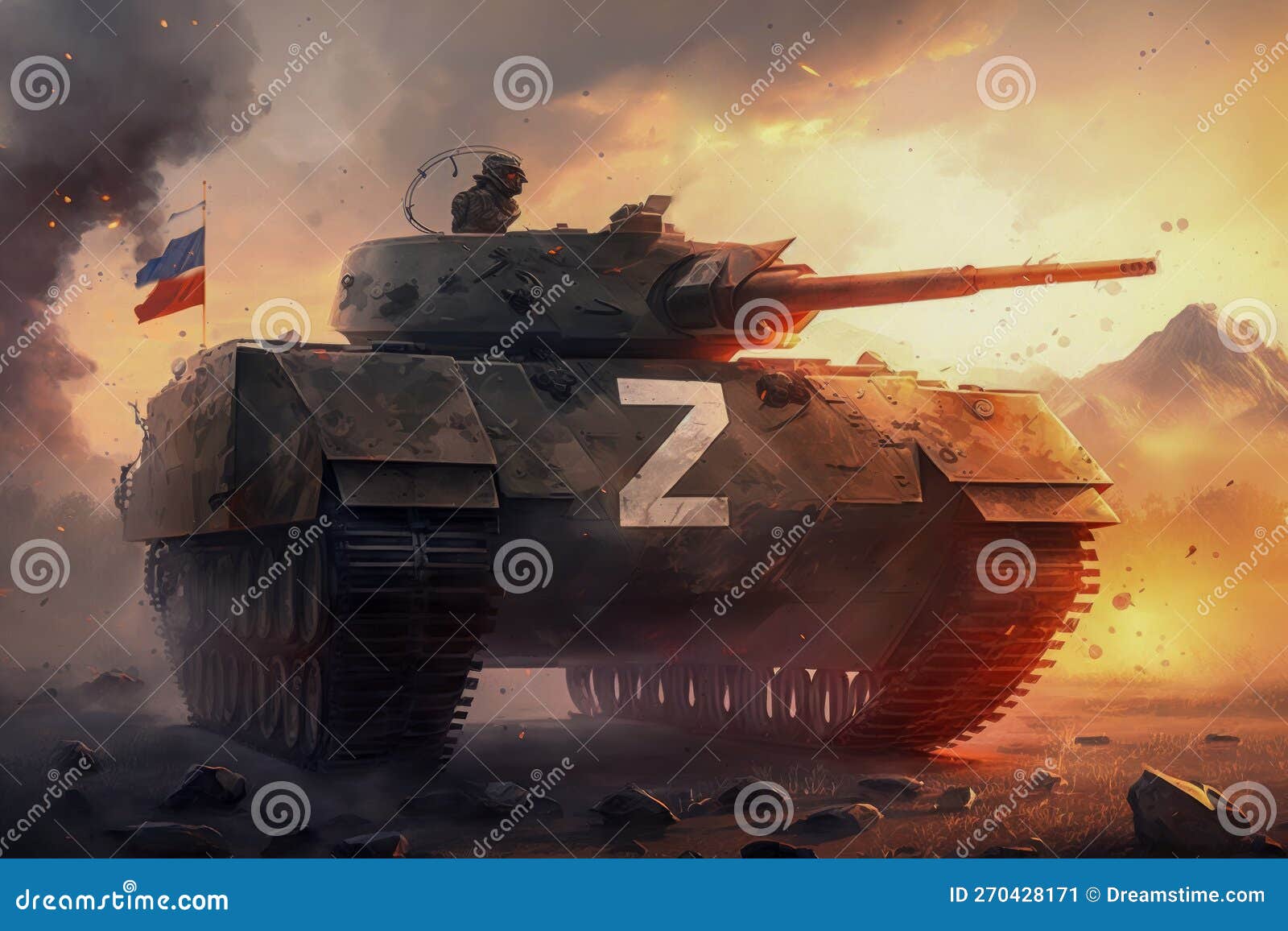 Russian Tank in the Battle of Donetsk. Created with Generative AI ...