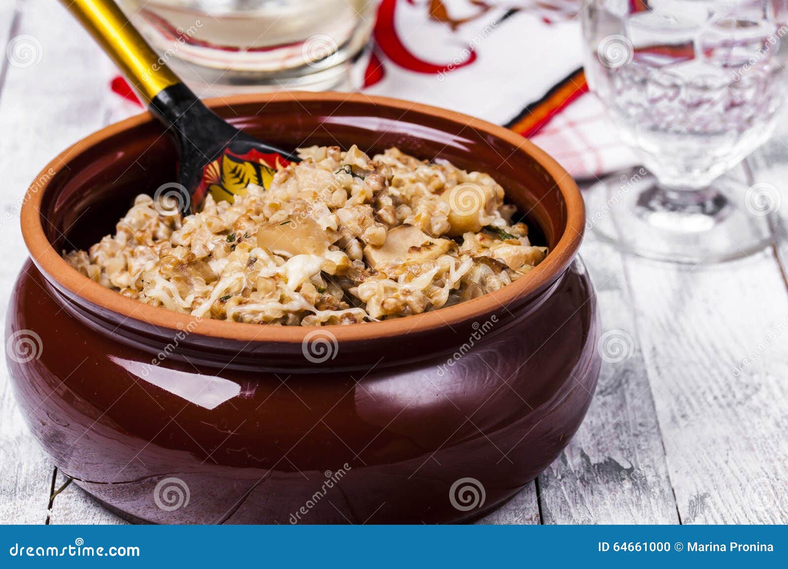 Russian Traditional Buckwheat with Mushrooms Stock Photo - Image of ...