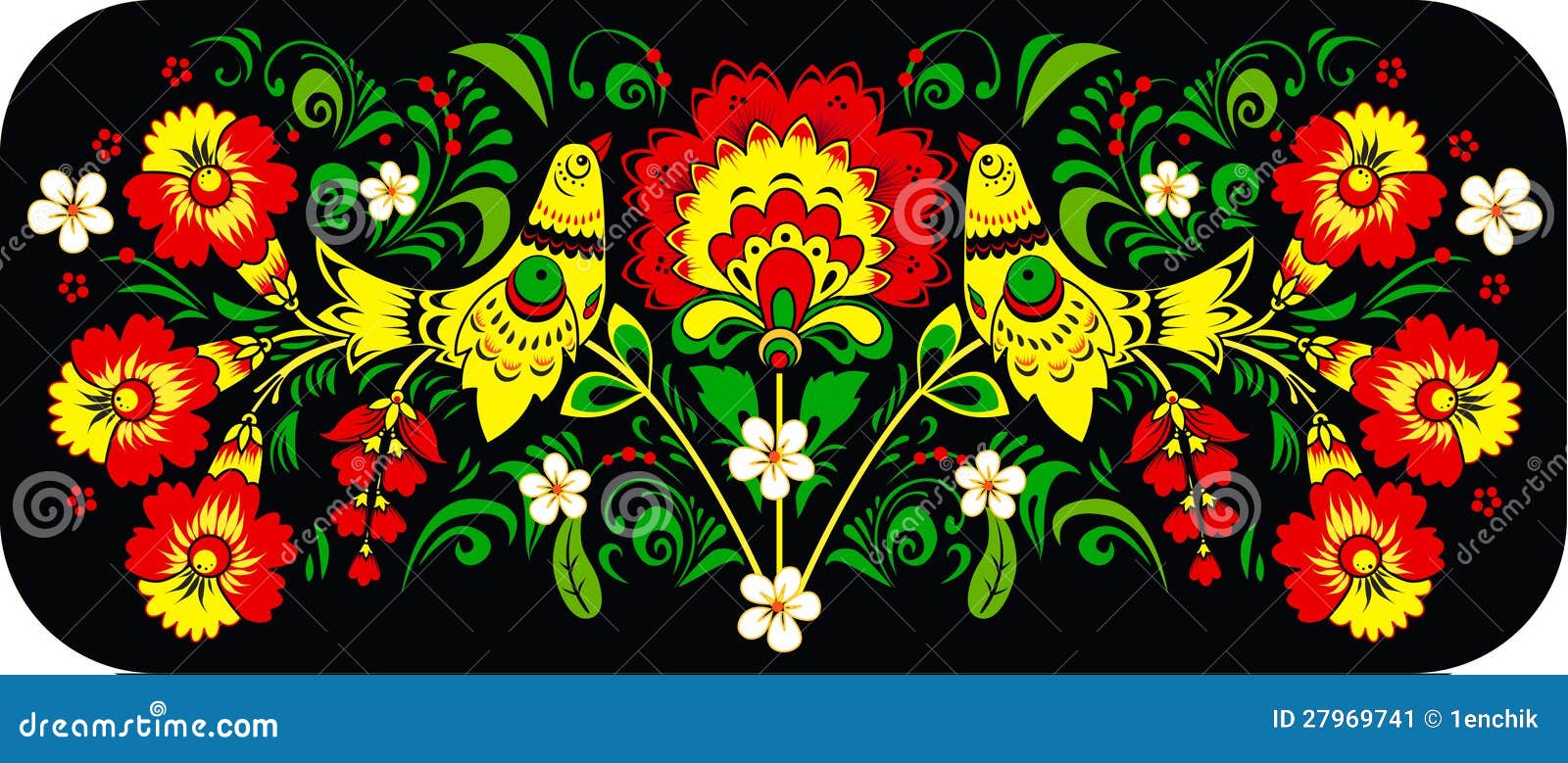 Russian Traditional Ornament Hohloma Stock Illustration - Illustration ...
