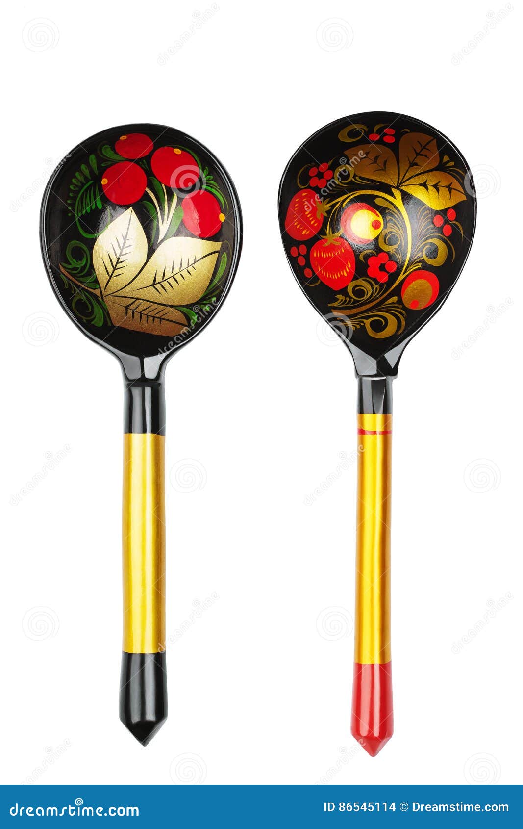 Russian Traditional Painted Spoons on the White Stock Photo - Image of ...