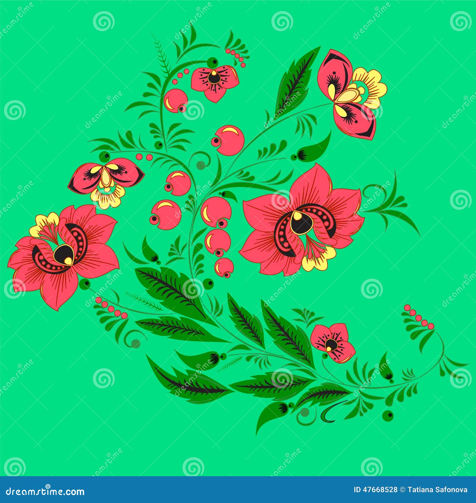 Russian Traditional Pattern Stock Vector - Illustration of flower ...
