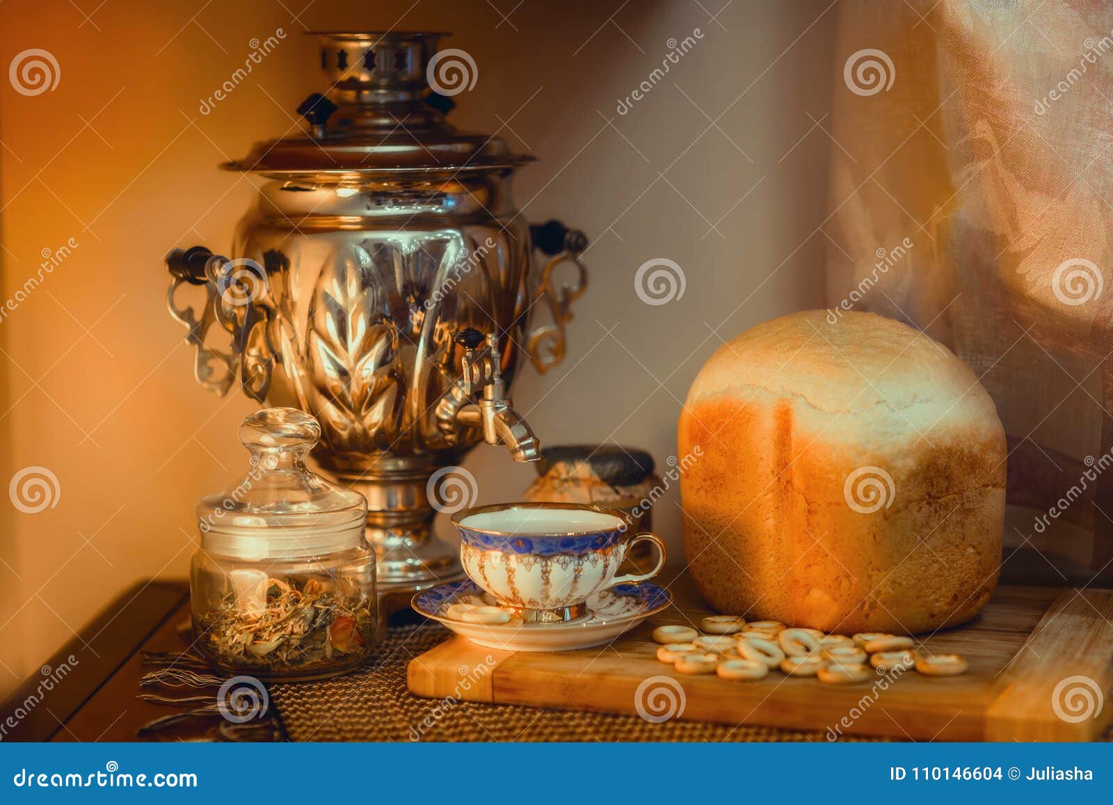 Russian Traditional Tea with Samovar Stock Photo - Image of antique ...