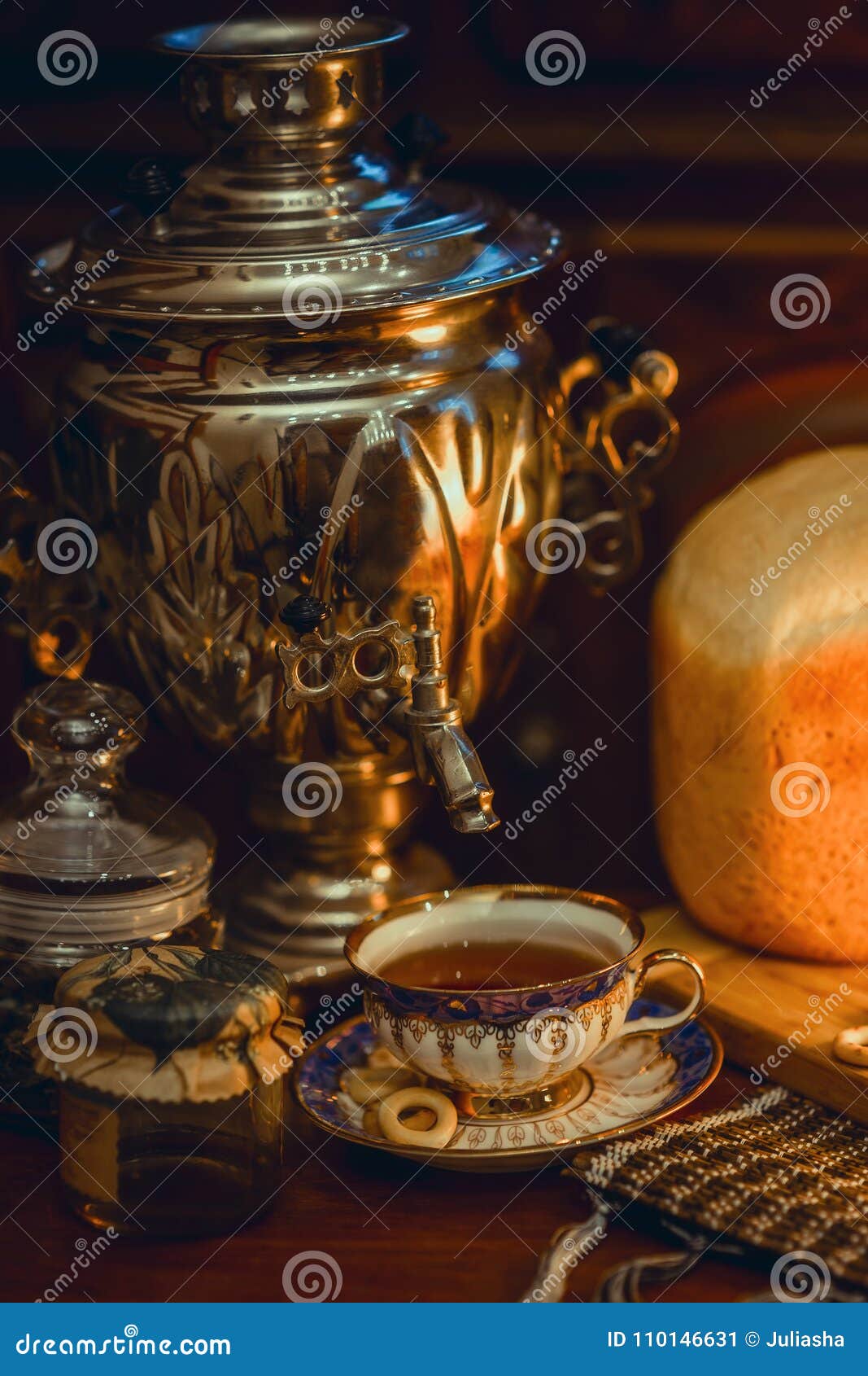 Russian Traditional Tea With Samovar Stock Image Image Of Samovar