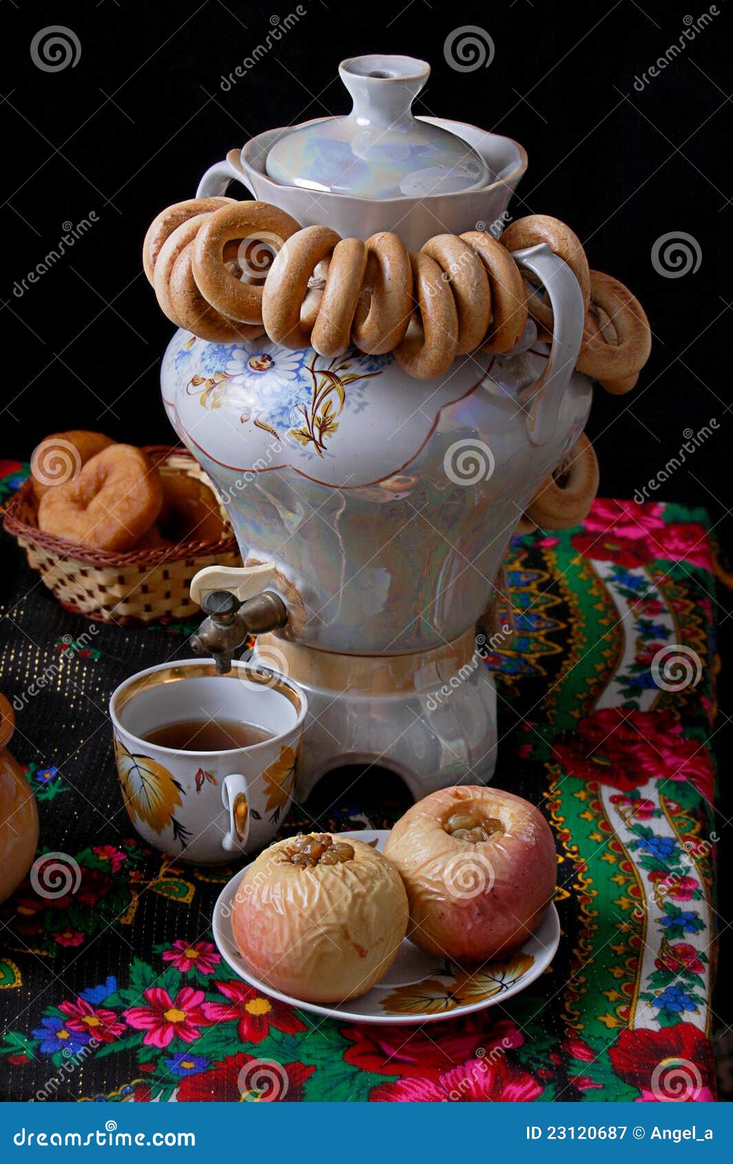 Russian Traditional Tea Ceremony Stock Image - Image of meal, back ...