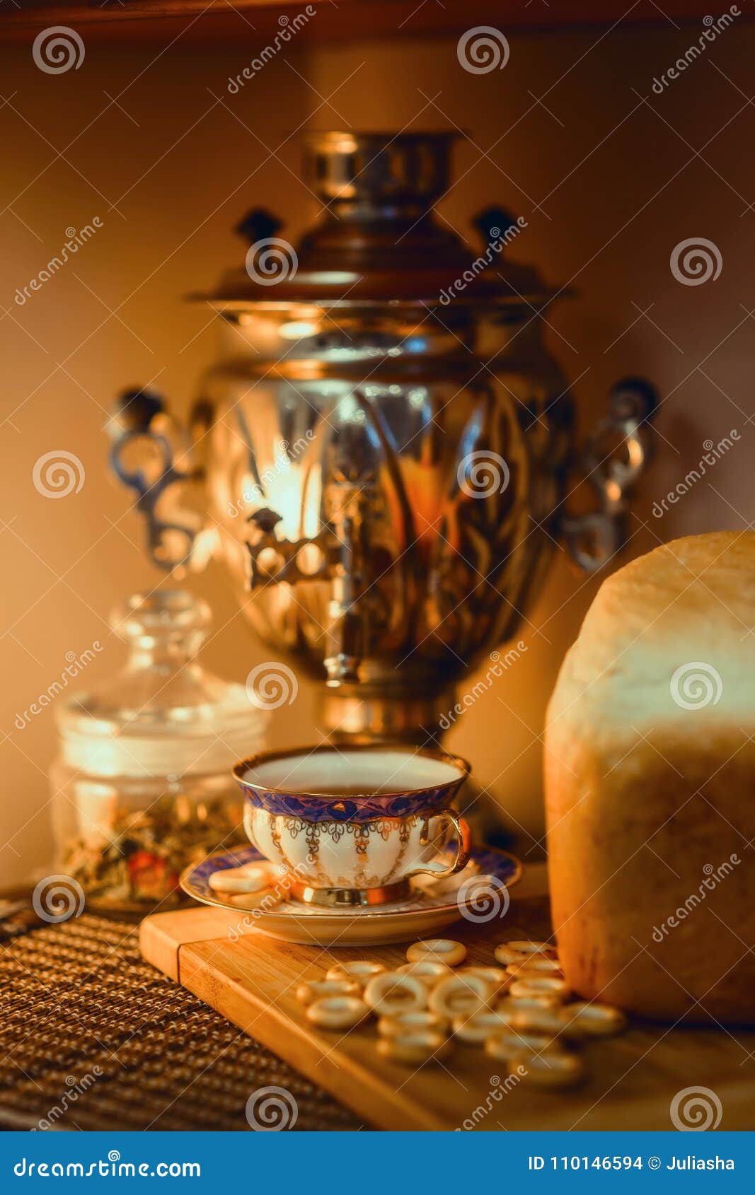 Russian Traditional Tea with Samovar Stock Photo - Image of kitchen ...