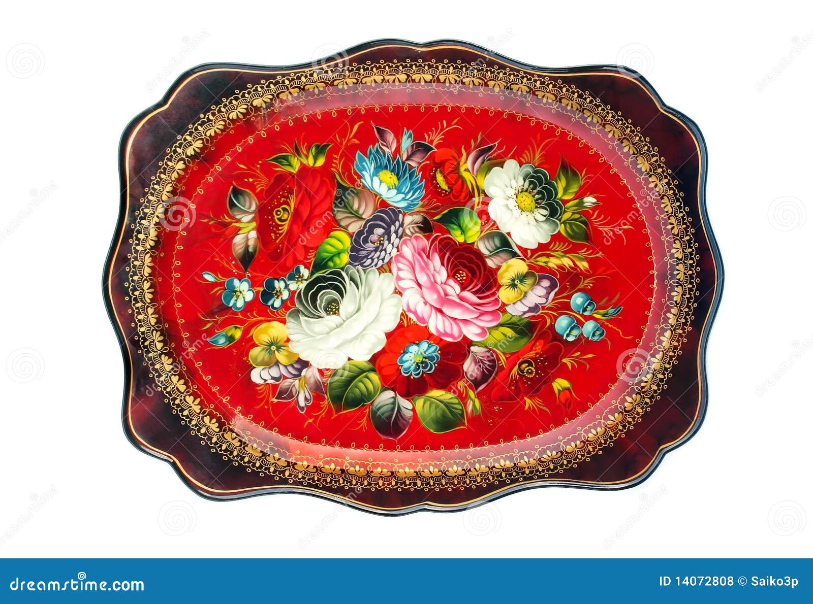 Russian Traditional Tray Isolated Stock Photo - Image of metal ...
