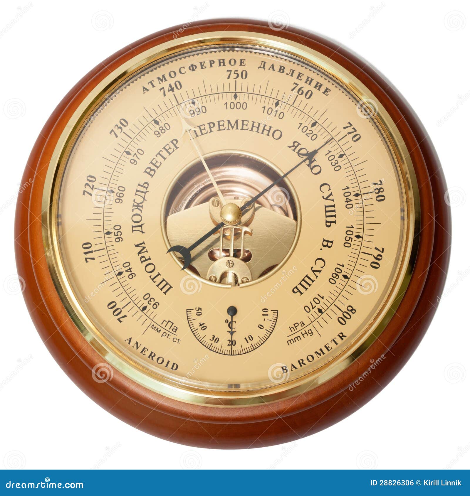 Russian Vintage Aneroid Barometr Stock Photo - Image of bronze ...
