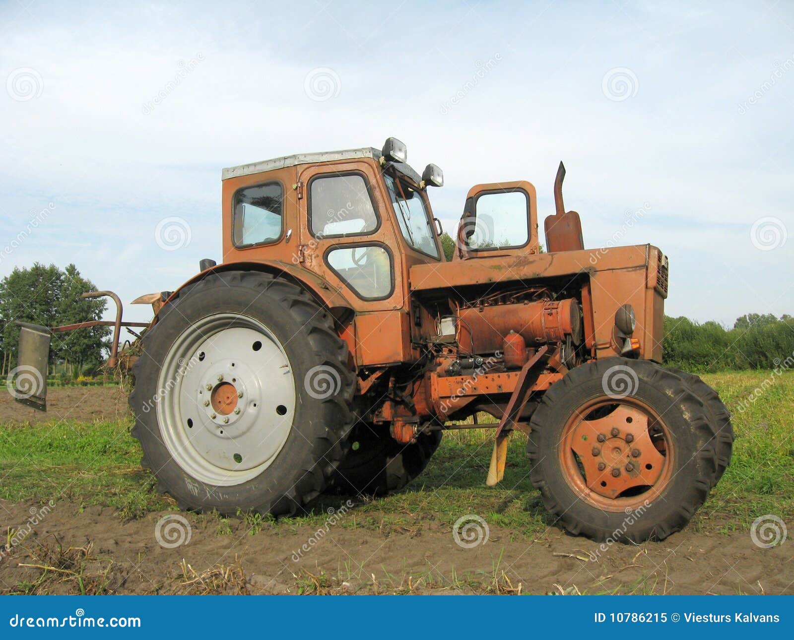Russian vintage tractor stock image. Image of retro, garden - 10786215