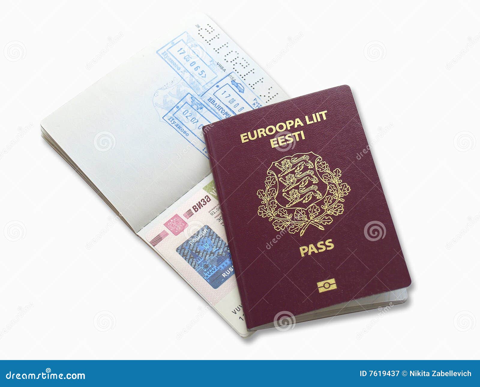 Russian Visa and Estonian Passport Stock Image - Image of luggage ...