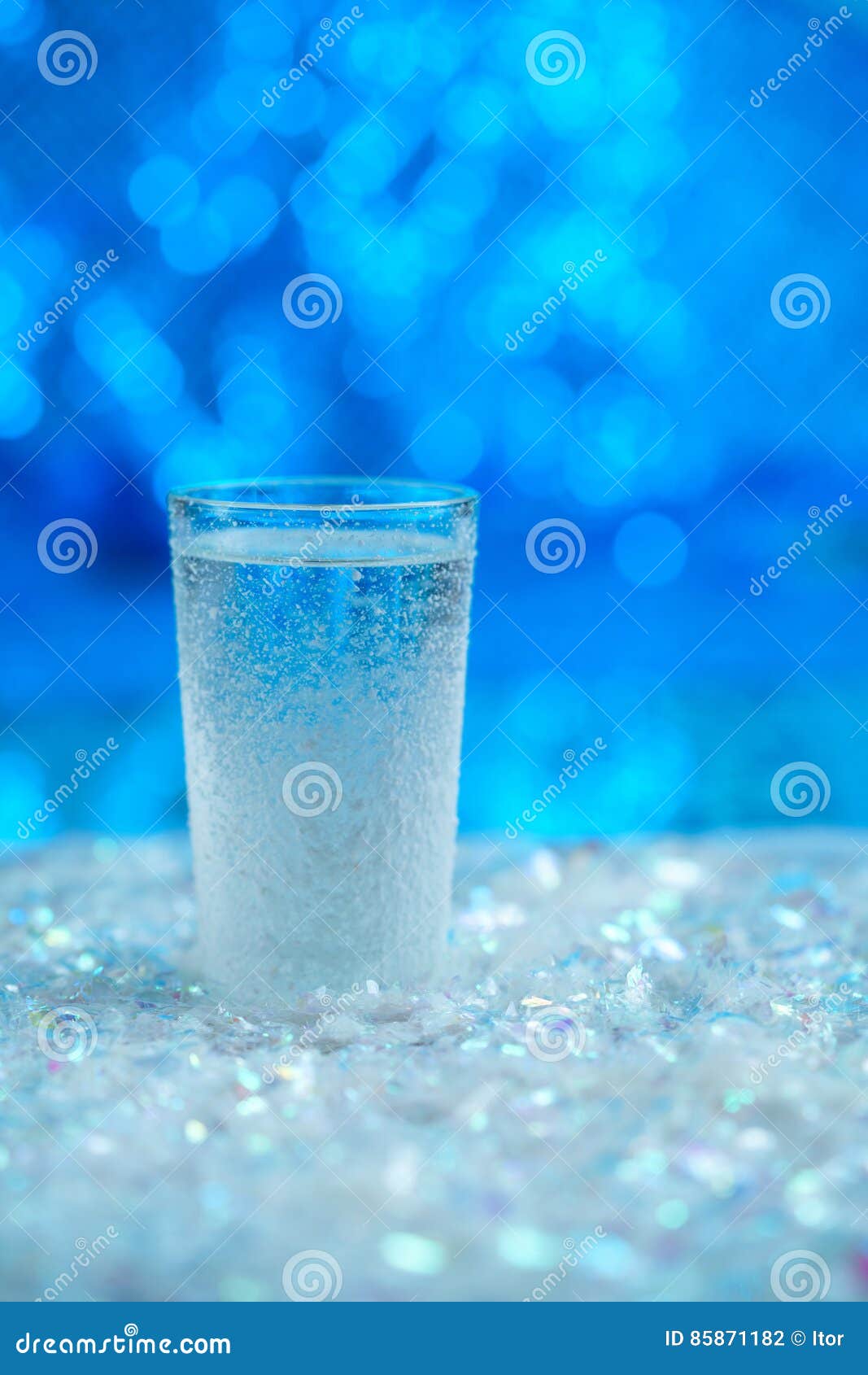 Russian Vodka in Small Glass on a Blue Background, Selective F Stock ...