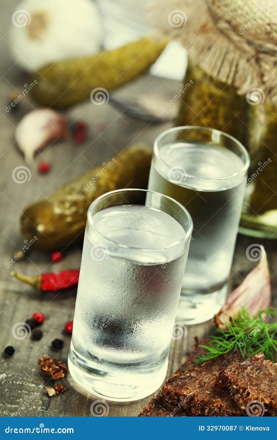 Russian Vodka with Traditional Black Bread Stock Image - Image of snack ...