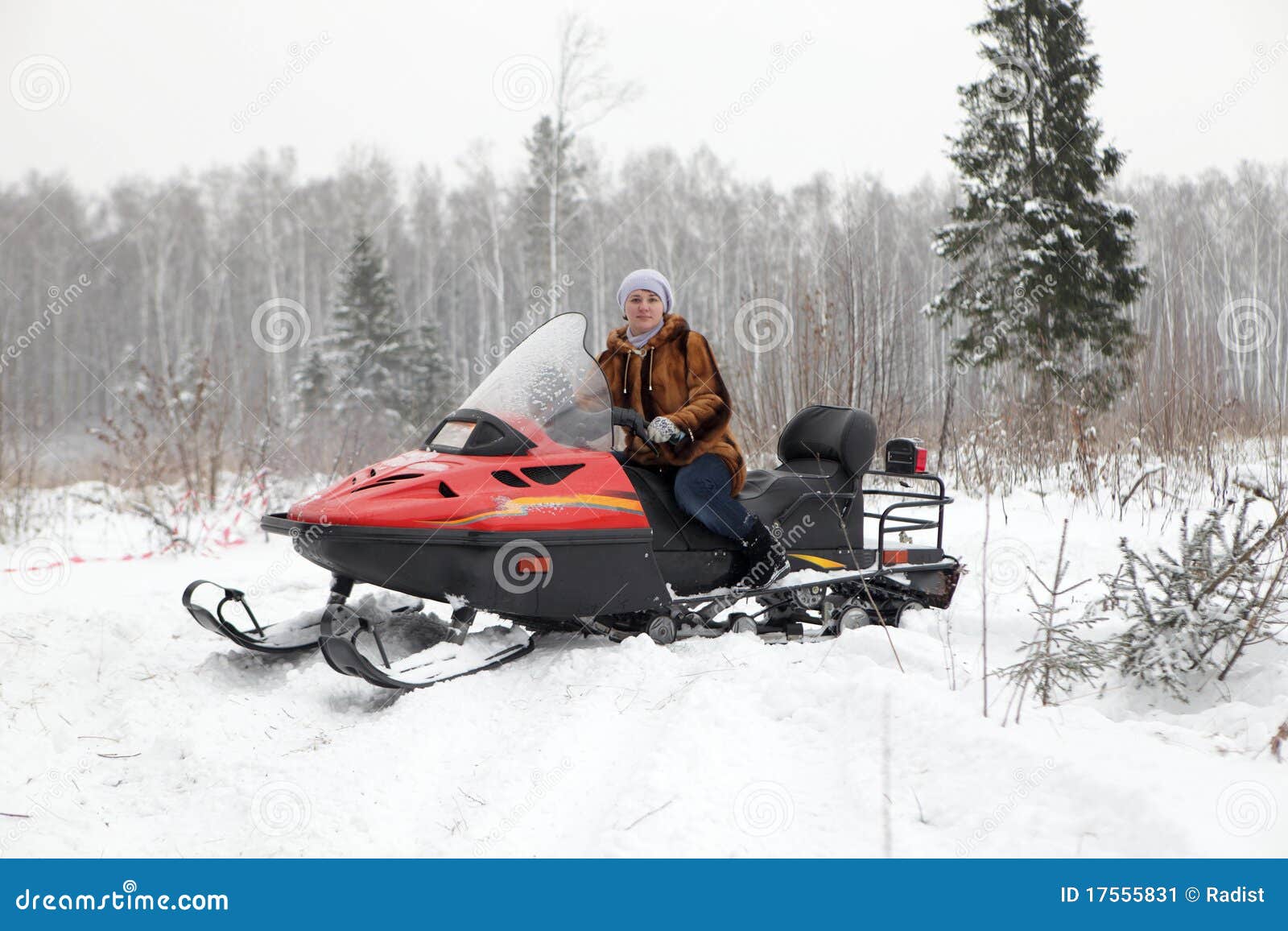 Russian Woman Driving Snowmobile Stock Image - Image of riding ...