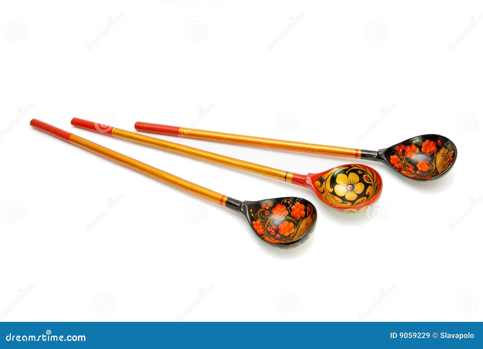 Russian Wooden Painted Spoons Stock Image - Image of isolate ...