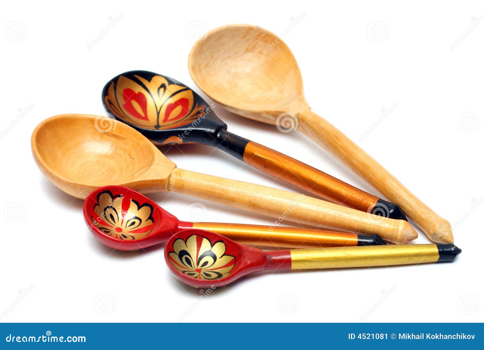 Russian wooden spoones stock image. Image of kitchenware - 4521081