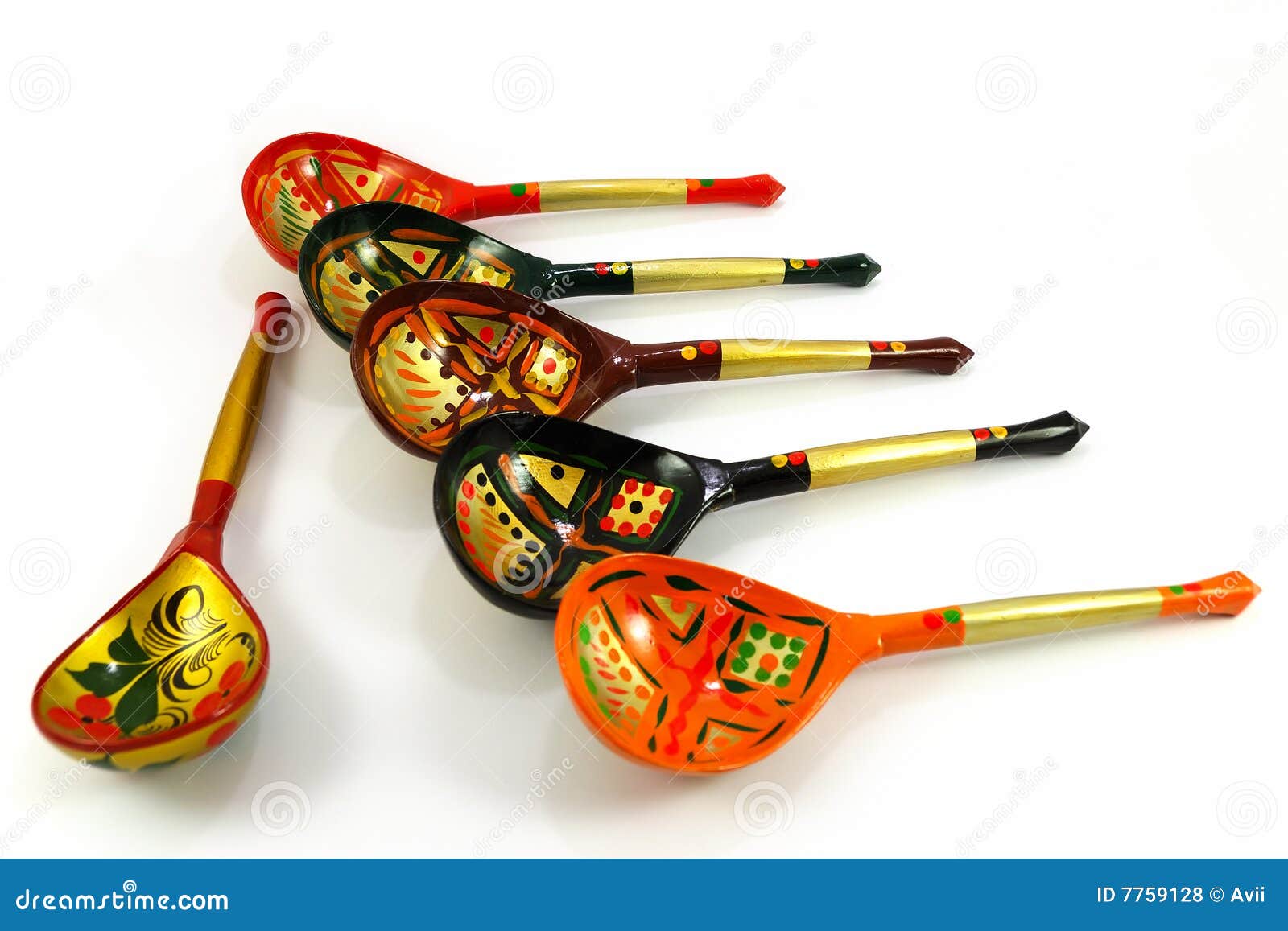 Russian wooden spoons stock photo. Image of paint, handmade - 7759128