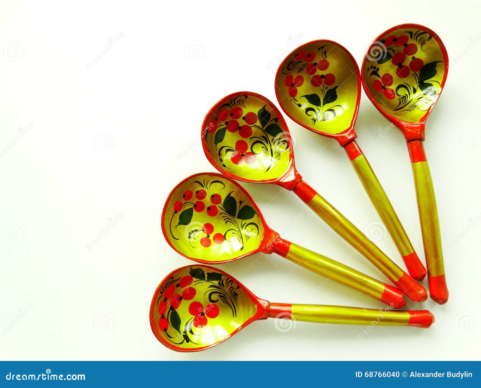 Russian wooden spoons stock photo. Image of tableful - 68766040