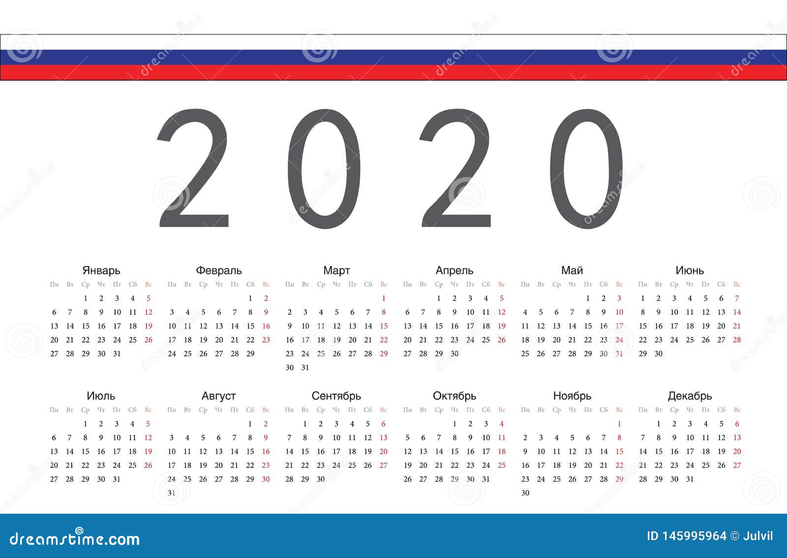 Set Of Russian 2020, 2021, 2022 Year Vector Calendars | CartoonDealer ...