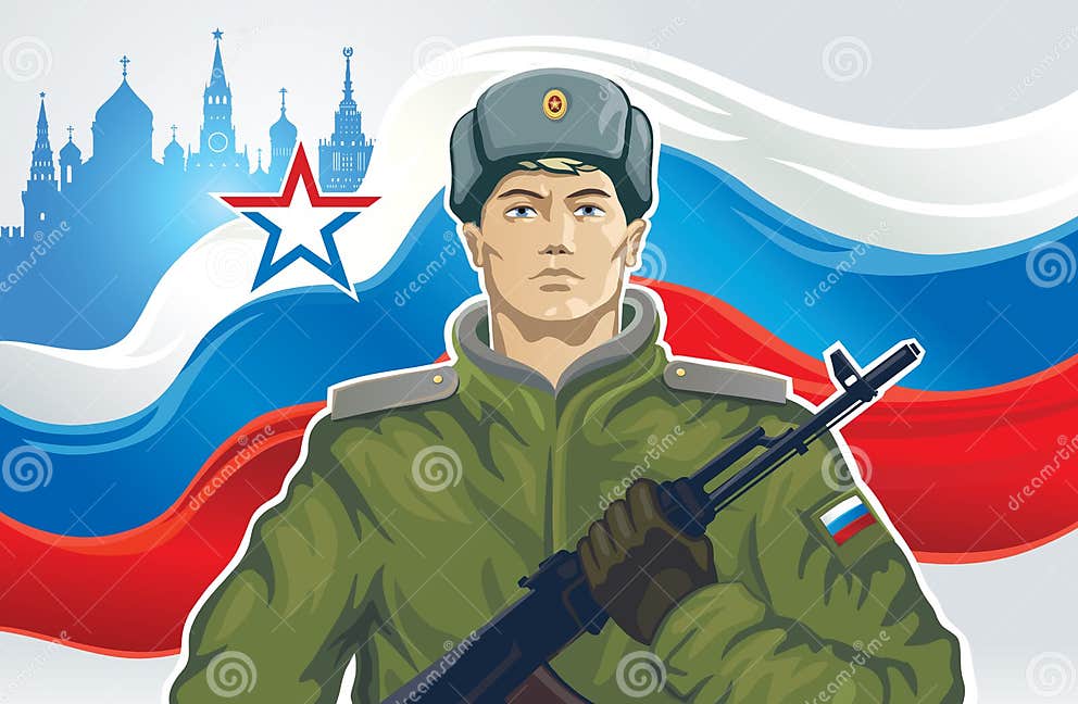 Russischer Soldat vektor abbildung. Illustration von putin - 84985543