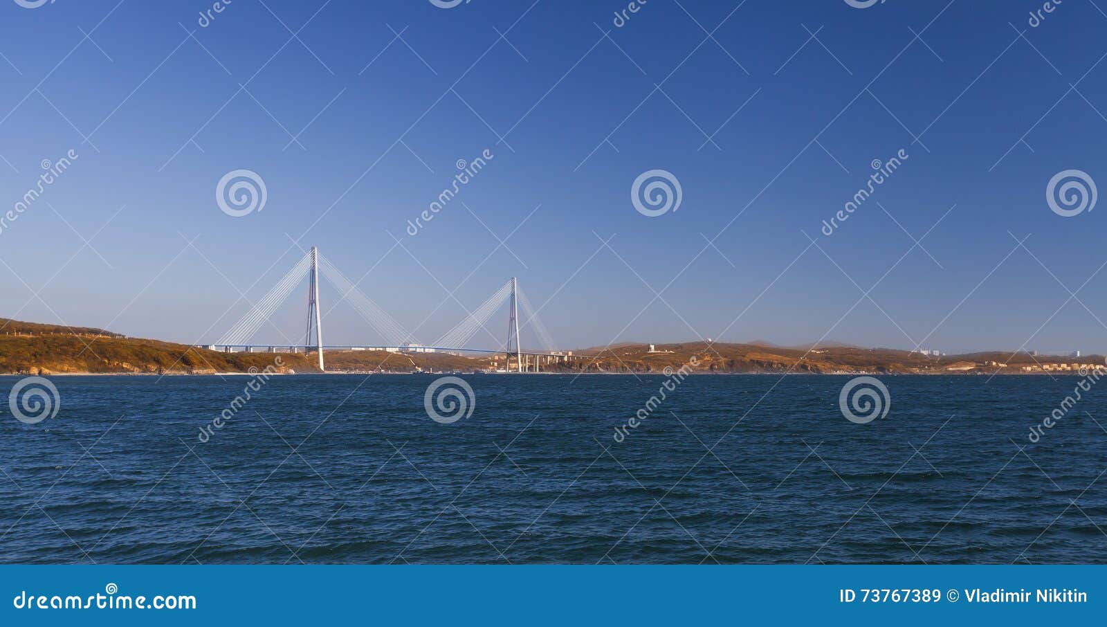 Russky Bridge stock image. Image of construction, vladivostok - 73767389