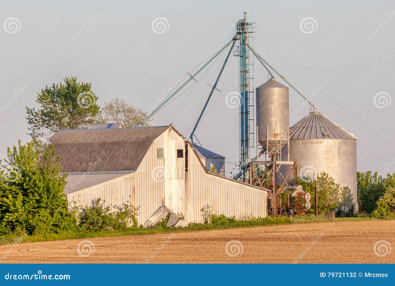 Rust Barn and Silos in Agriculture Farmland. Stock Photo - Image of ...