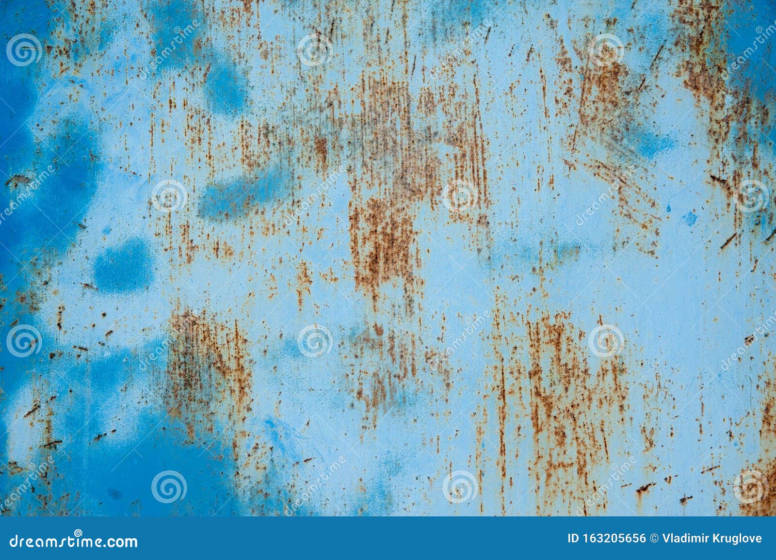 Rust on the Blue Painted Metal Surface. Background, Structure Stock ...
