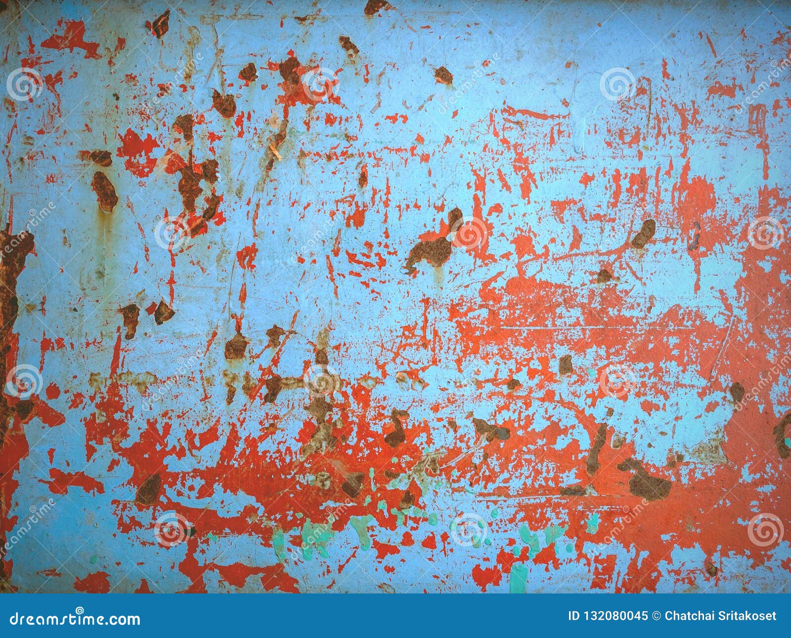 Rust on a Blue and Red Metal Sheet Stock Image - Image of brown, rust ...