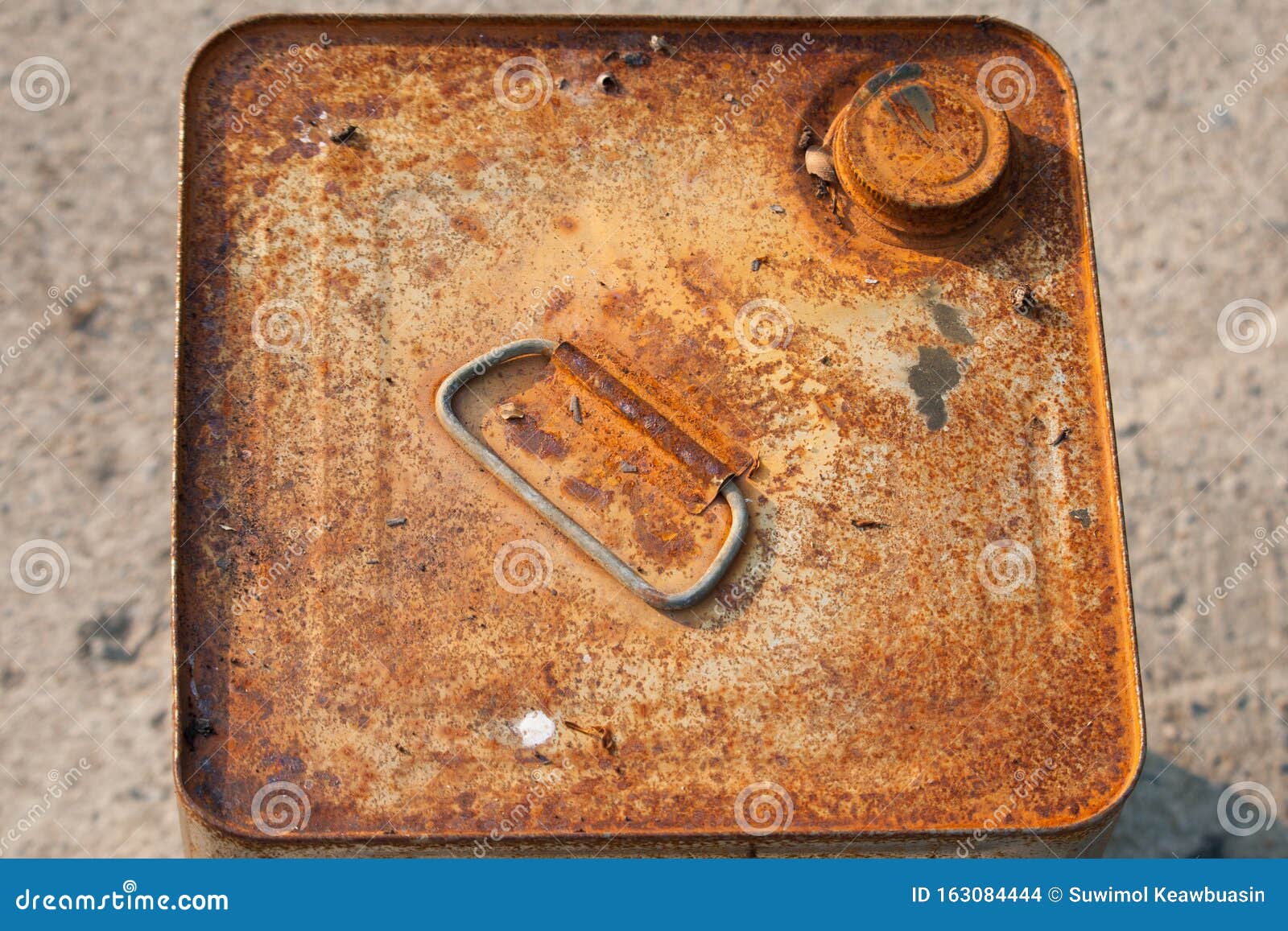Rust Bucket on the Concrete Ground Stock Photo - Image of pail, grunge ...