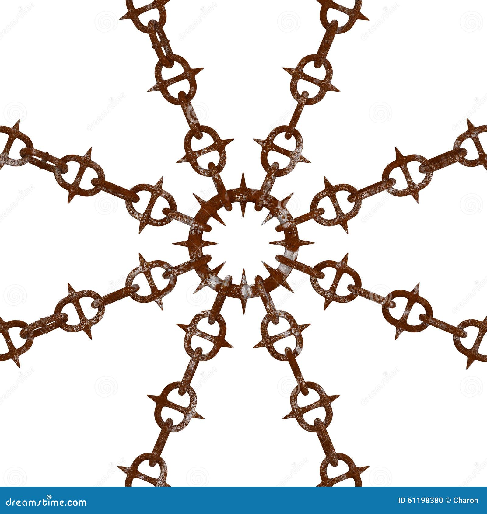Rusty Chain Ring Spikes Isolated Stock Photo - Illustration of ...