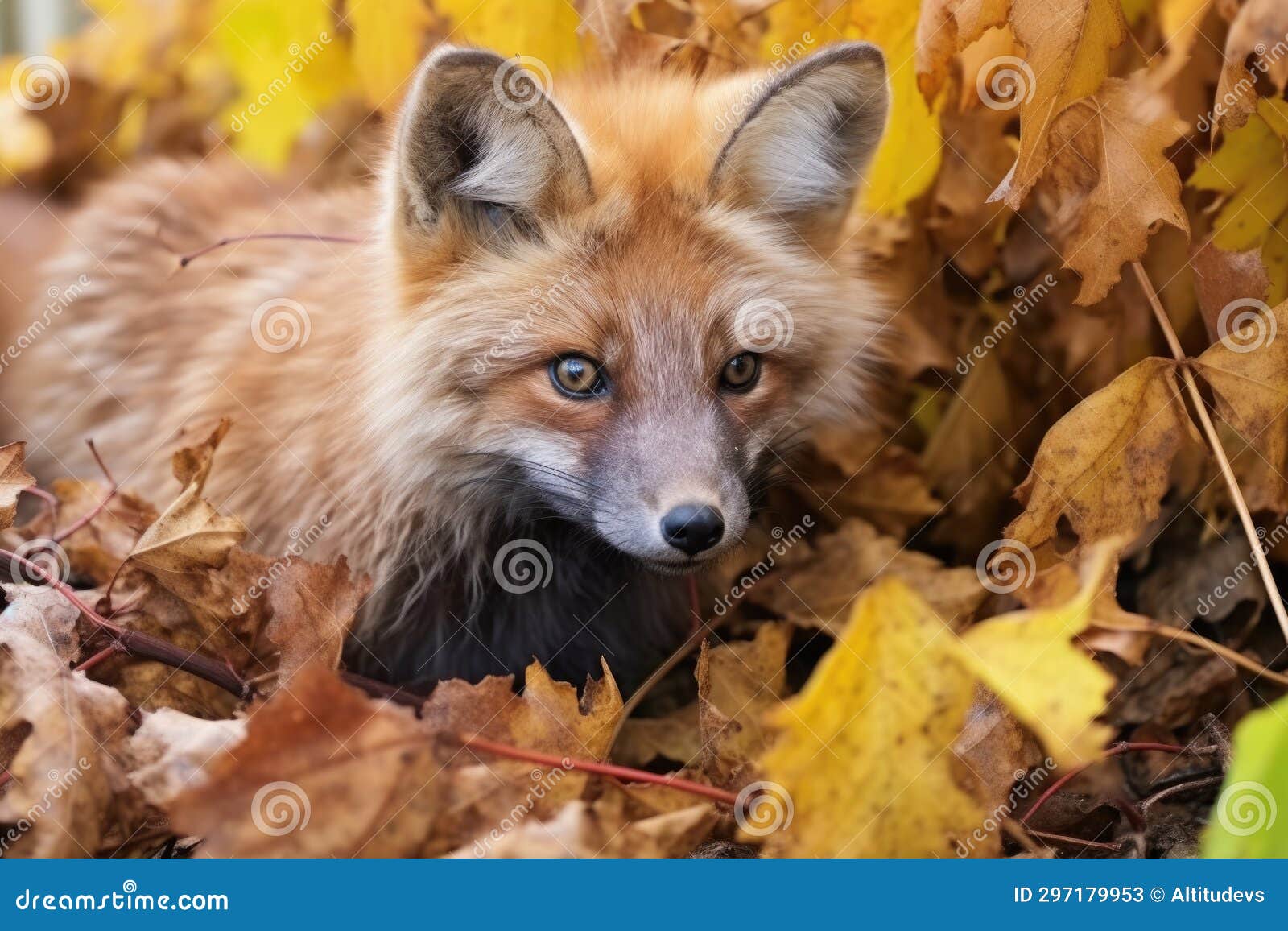 Rust Colored Fox Blending into Autumn Foliage Stock Image - Image of ...