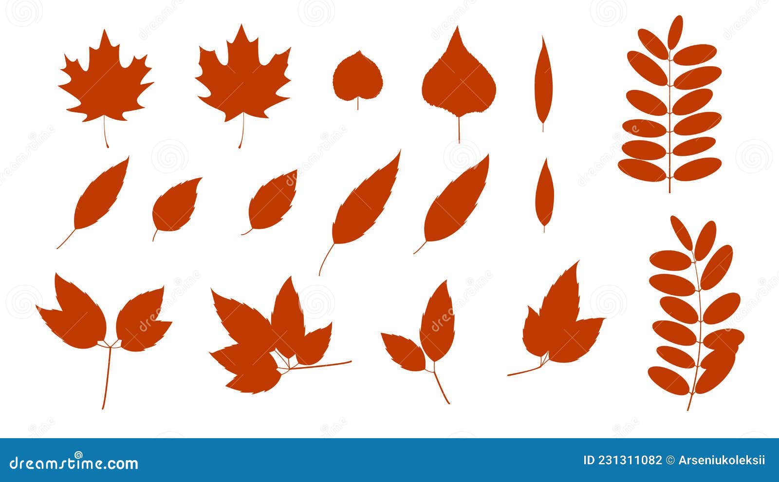 Rust Colored Leaf Branch Icon. Filled Leaf Silhouette Glyph Stock ...