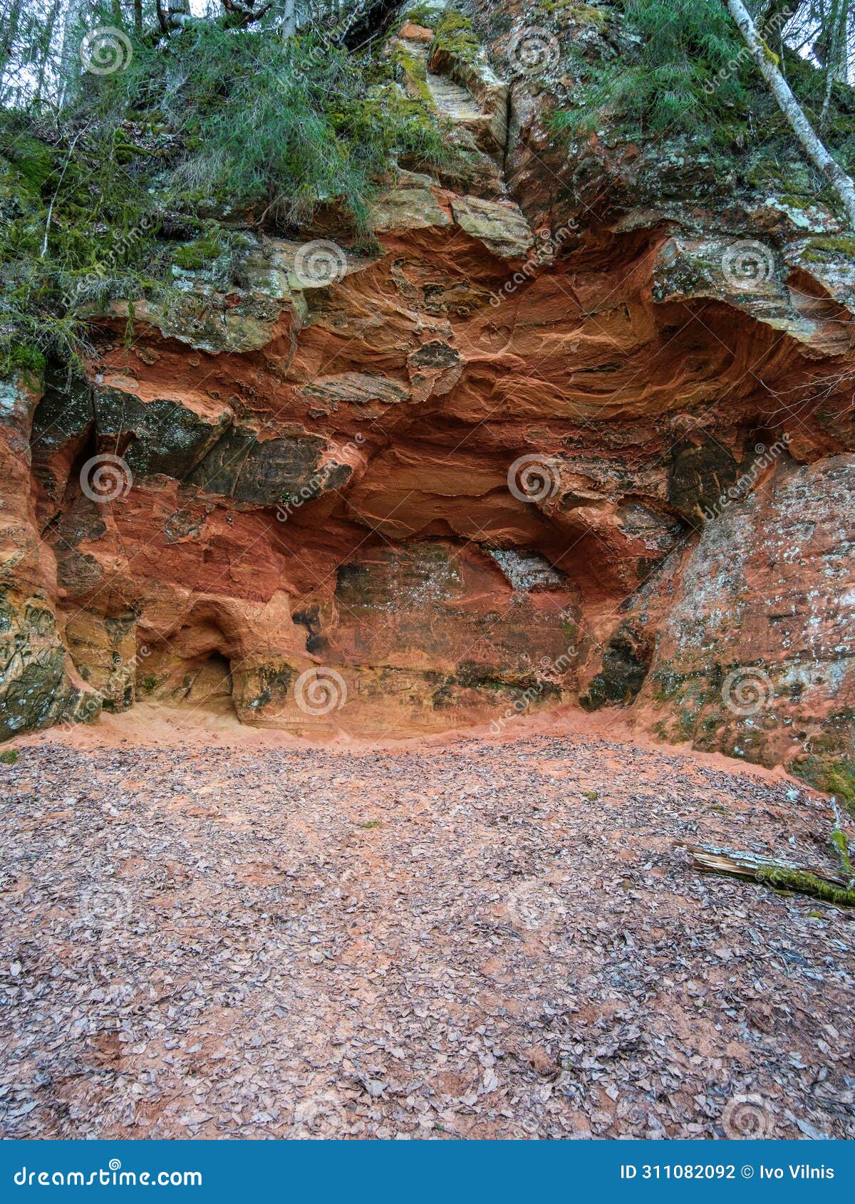 Rust-Colored Ridges: the Mystical Red Cliffs of Cesis Stock Photo ...