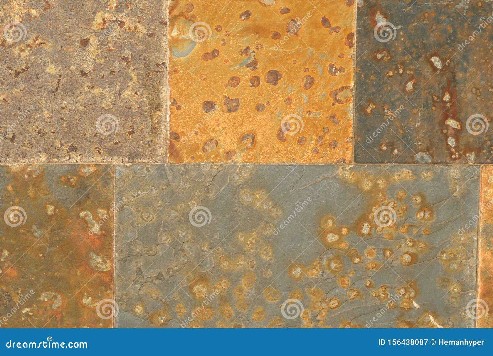 Rust Colored Square Flagstones Wall Stock Image - Image of background ...