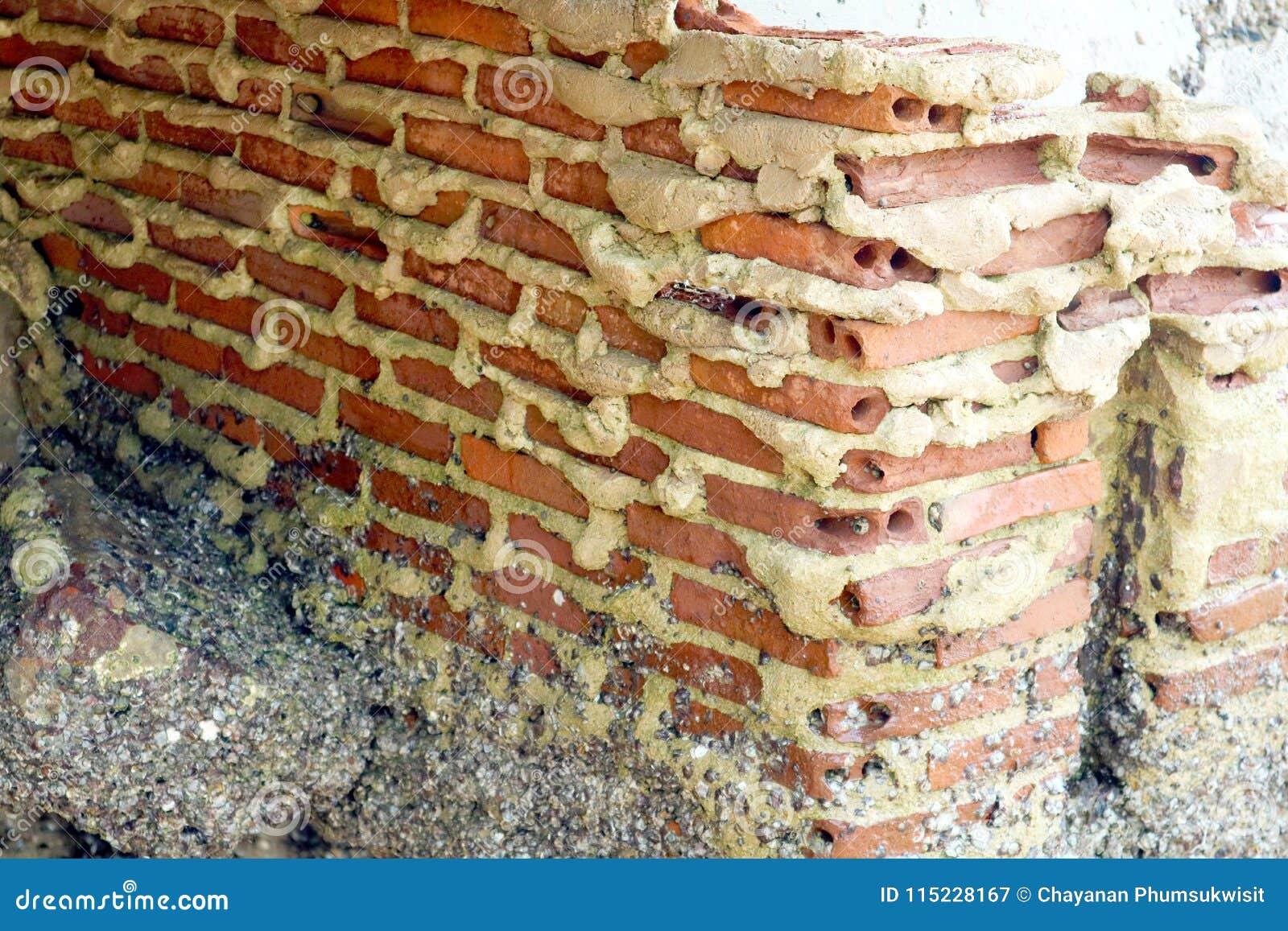 Rust and Erosion of Brick Wall Building on Beach Was Damage by S Stock ...
