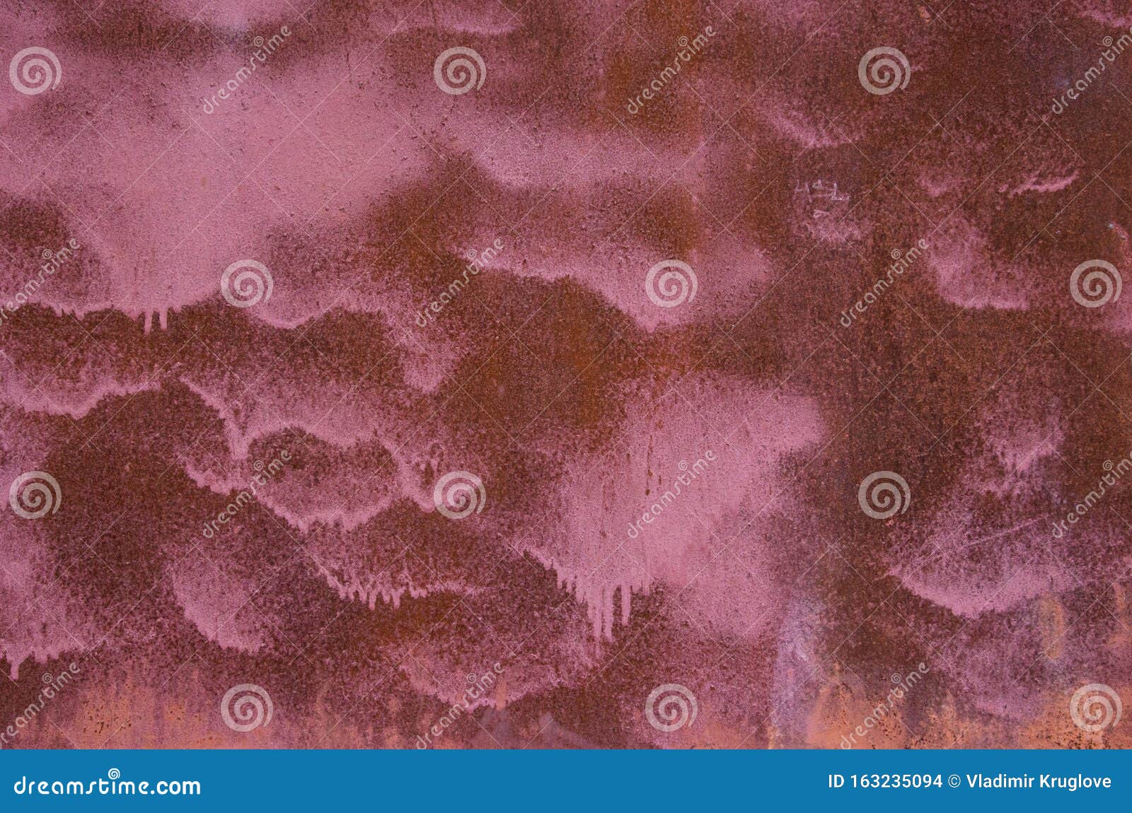 Rust in the Form of Waves on the Pink-painted Metal Surface. Background ...