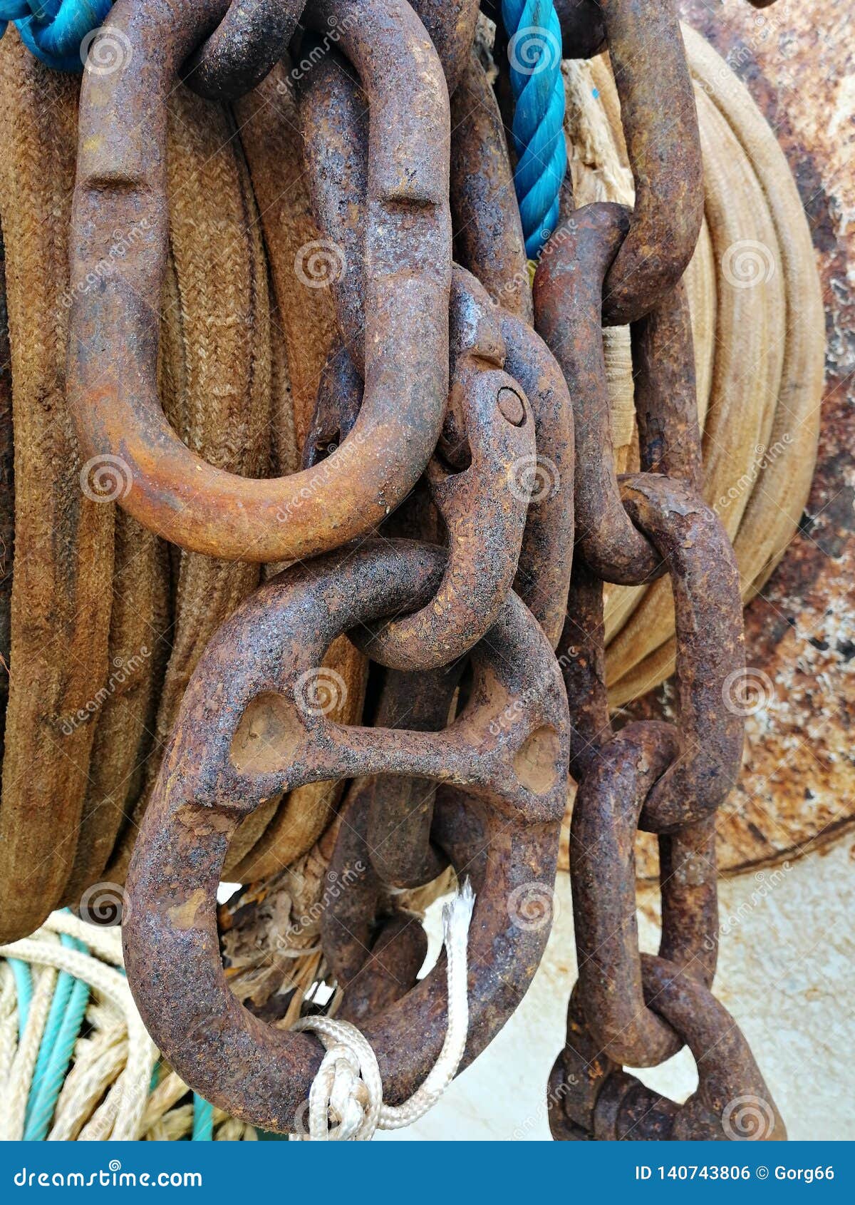 Rust Iron Chain stock photo. Image of iron, aged, drum - 140743806