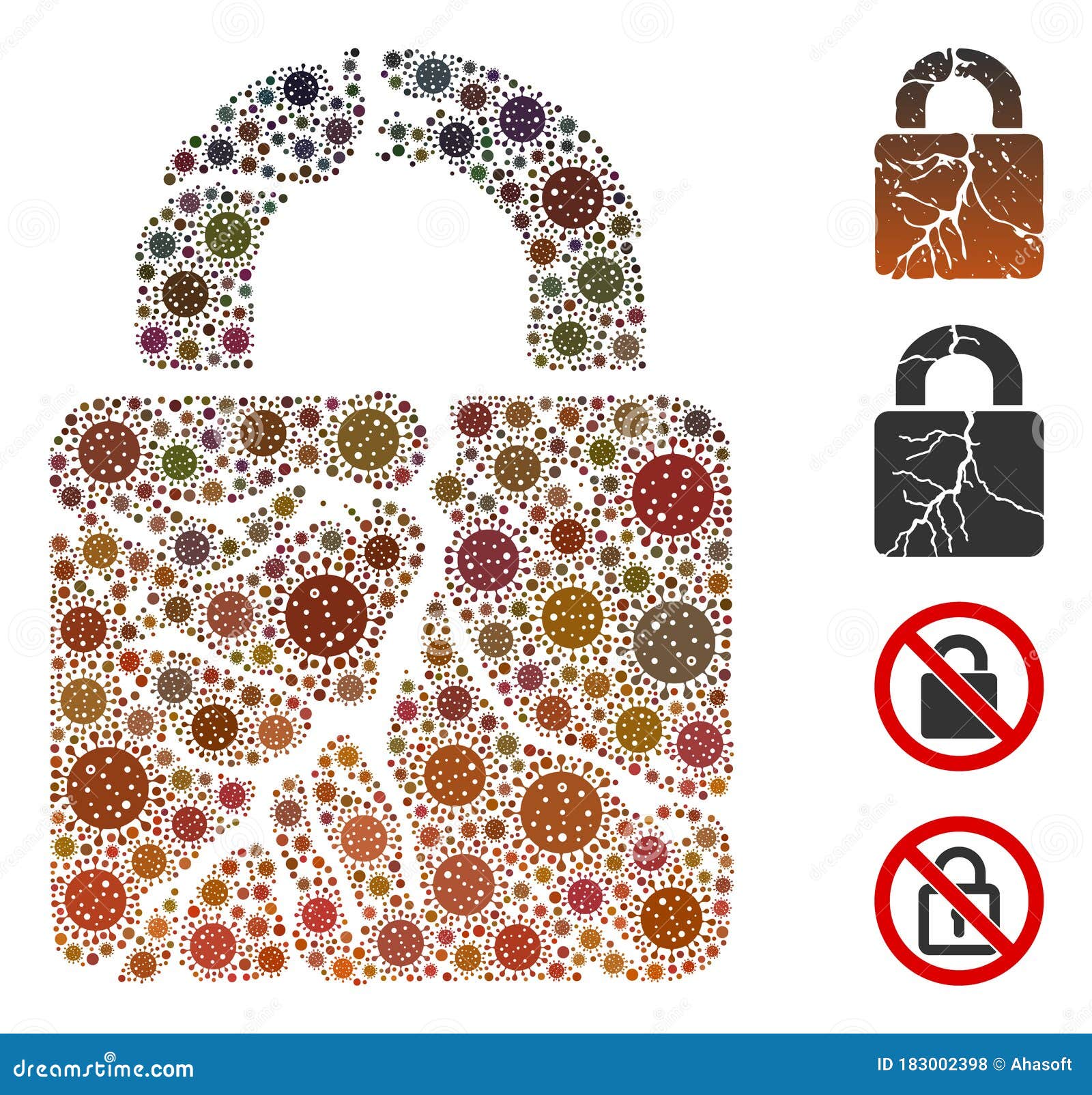 Rust Lock Mosaic of Covid Virus Icons Stock Illustration - Illustration ...