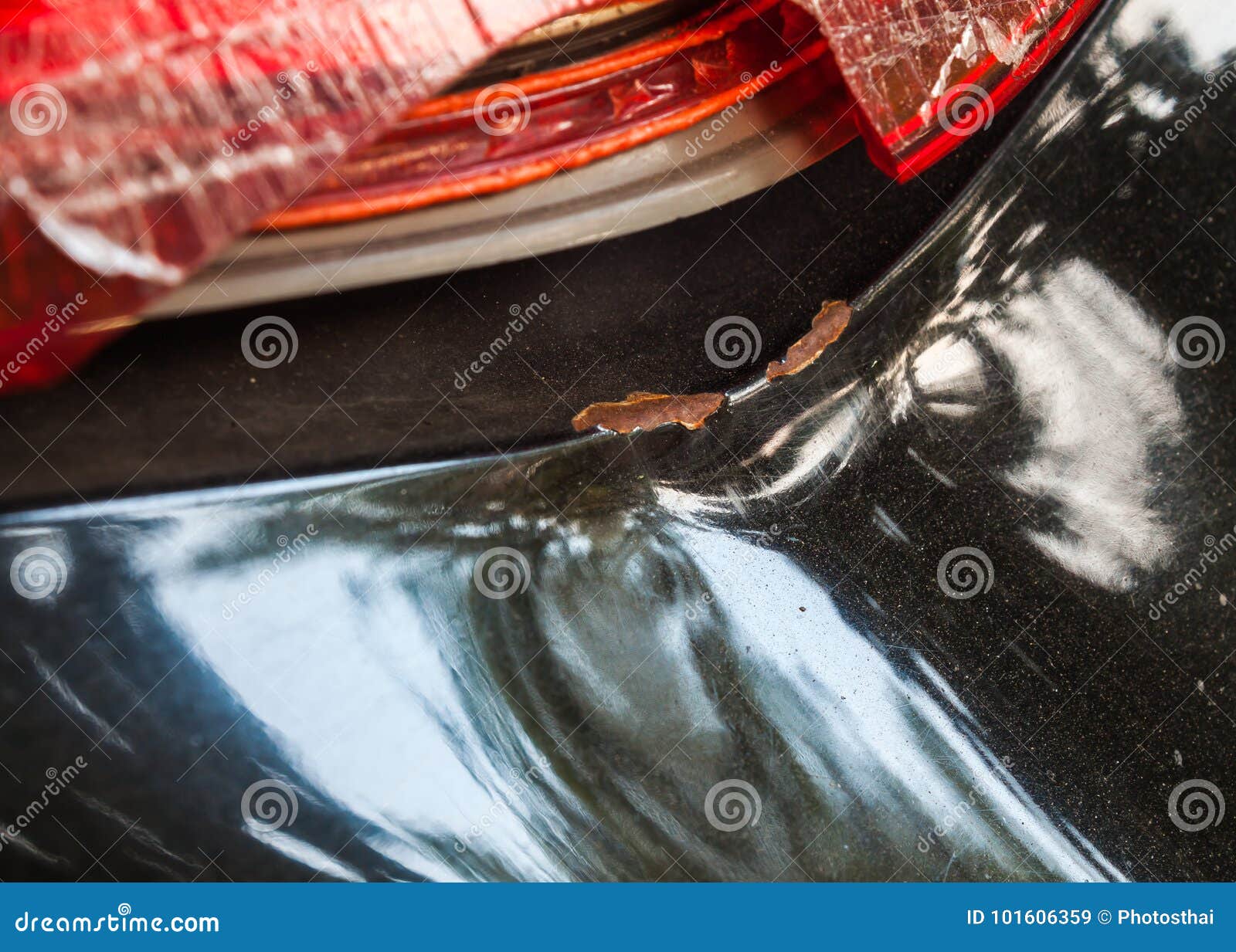 Rust on metallic bumper stock image. Image of automobile - 101606359
