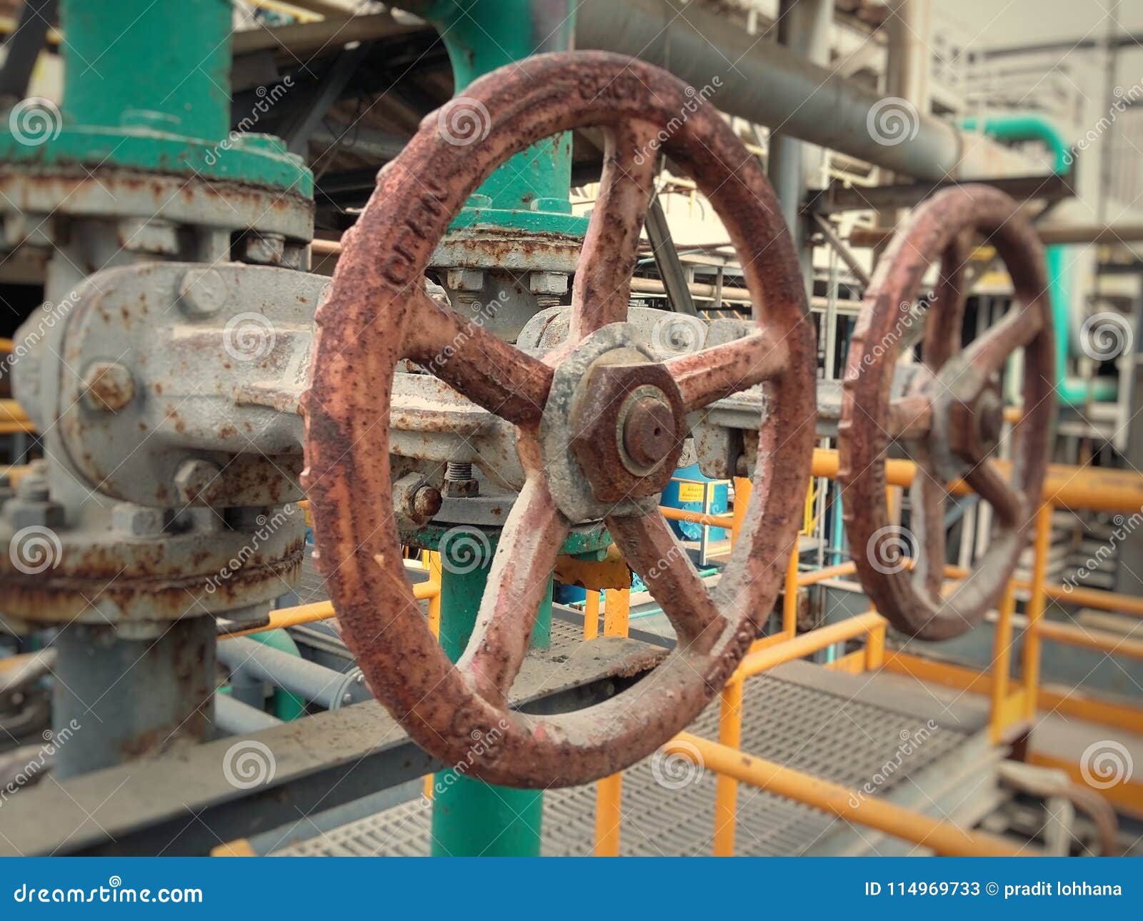 Rust Old Valve Red Color in Industry Stock Image - Image of caterpillar ...