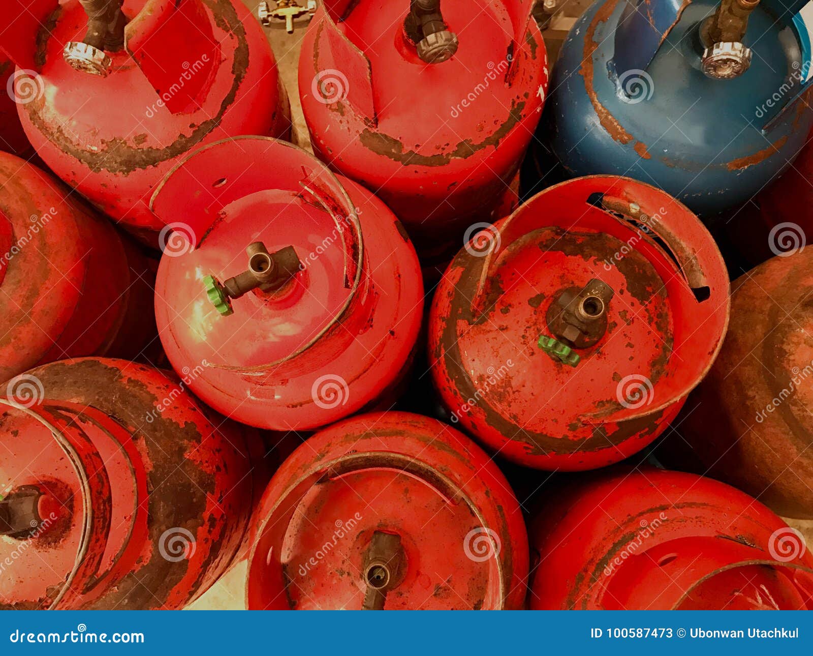 Rust Orange and Blue LPG Tank Stock Image - Image of cylinder ...