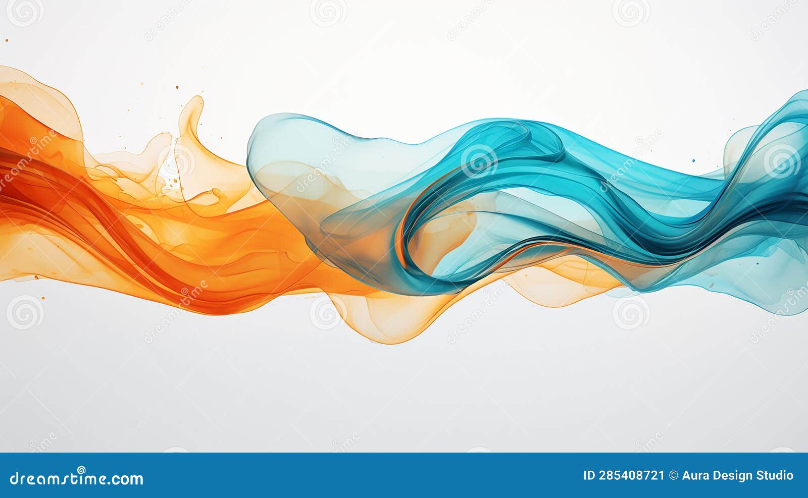 Rust Orange and Turquoise Flowing Artwork on White Background Stock ...