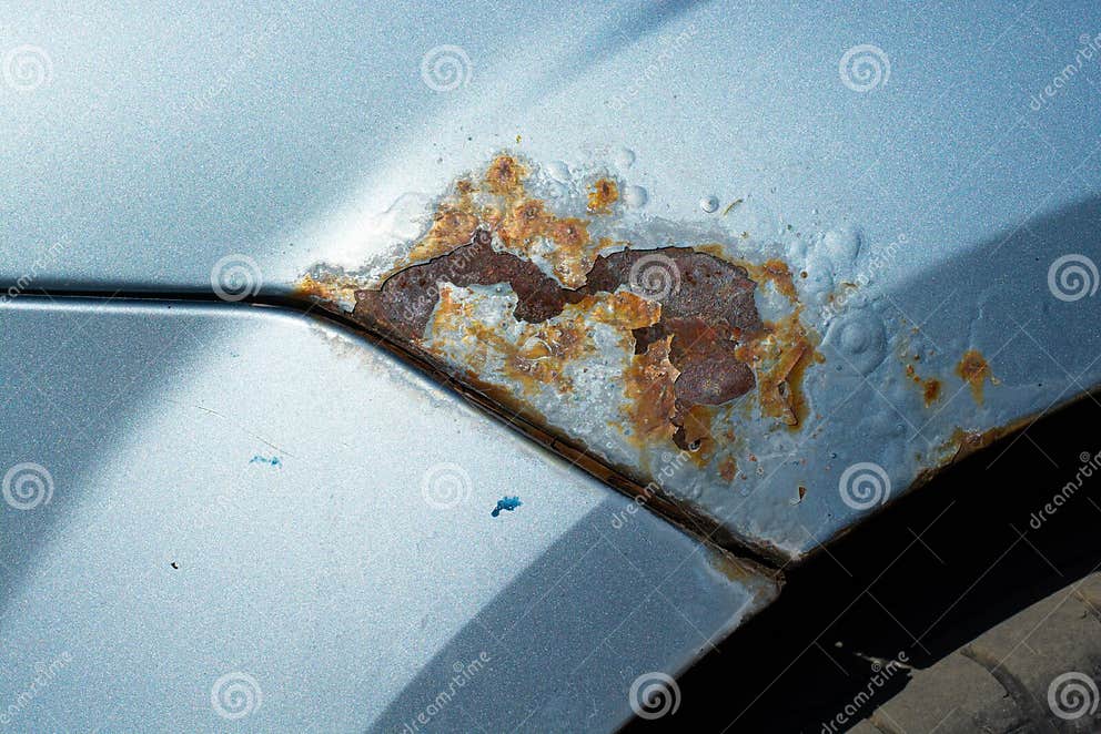 Rust and Paint Bloating on the Fender of the Car. Stock Image - Image ...