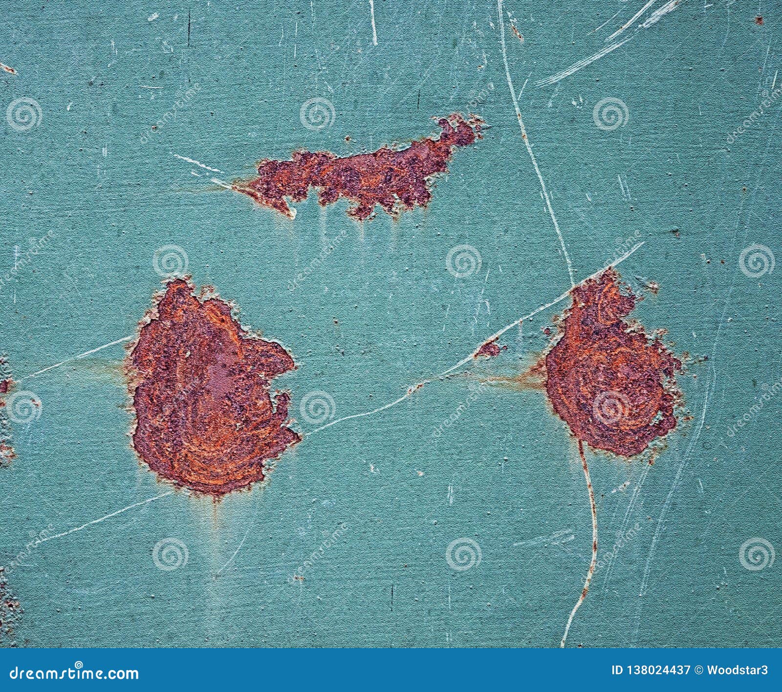 The Rust is Painted on Iron. Scratches on a Turquoise Background of Old ...
