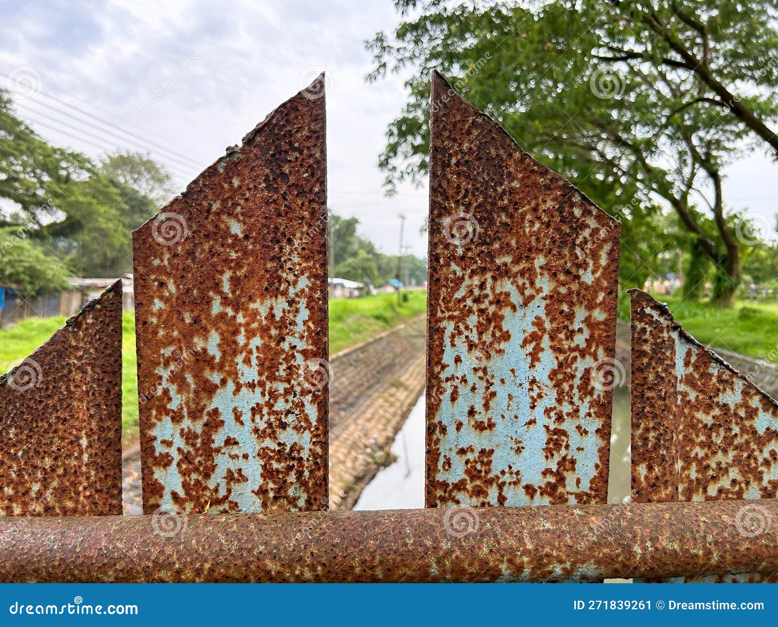 Rust and Peeling Paint on a Truss Bridge Over a River Stock Image ...