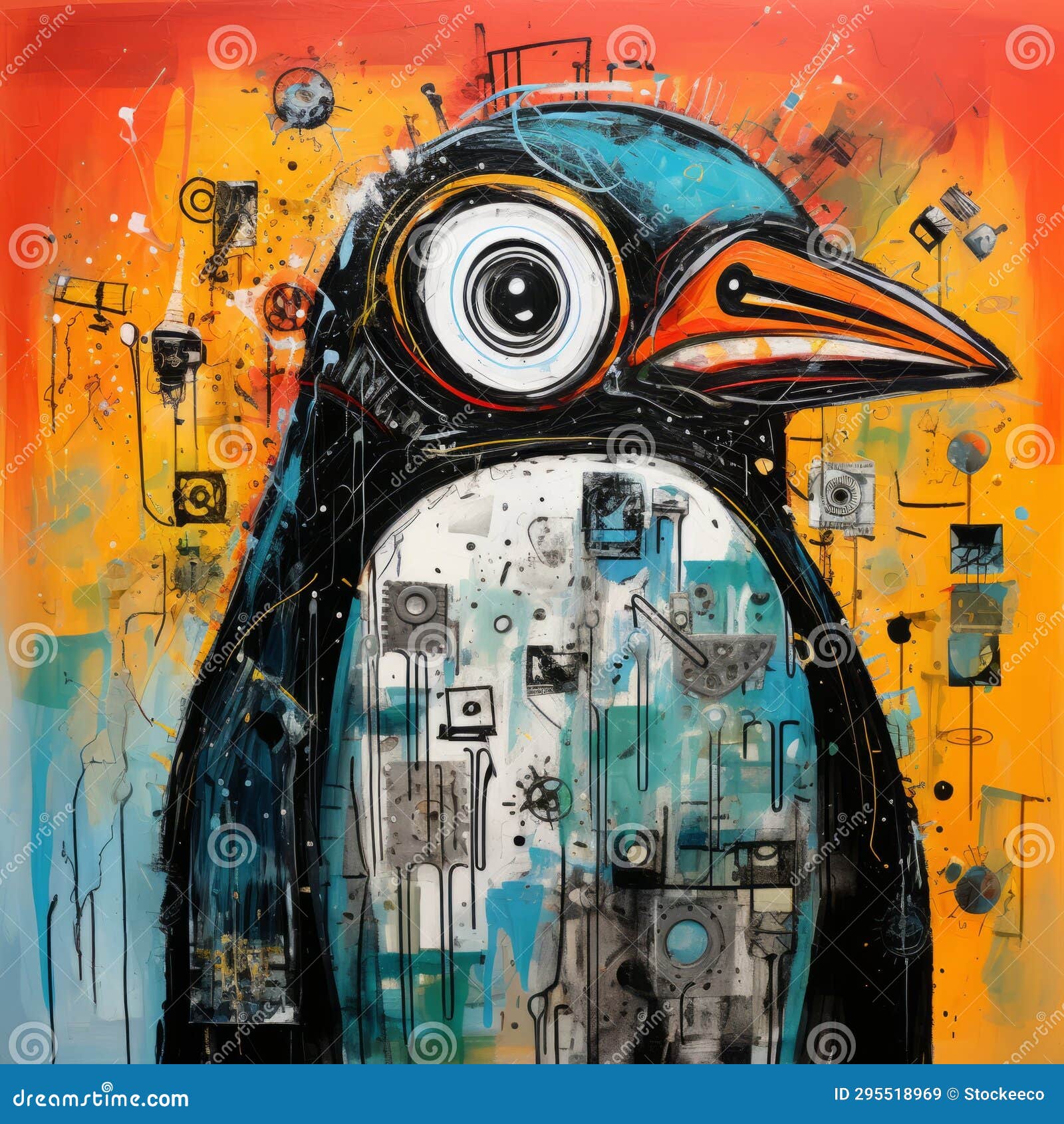 Rust Penguin: Playful Expressionism Wall Art by Eli Otamozis Stock ...