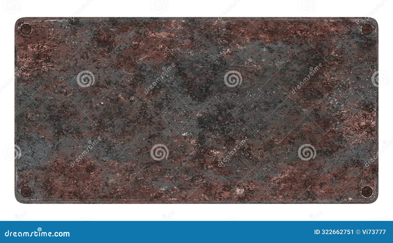 Rust Plaque with Rivets. Isolated Old Metallic Nameboard. 3D Rendering ...