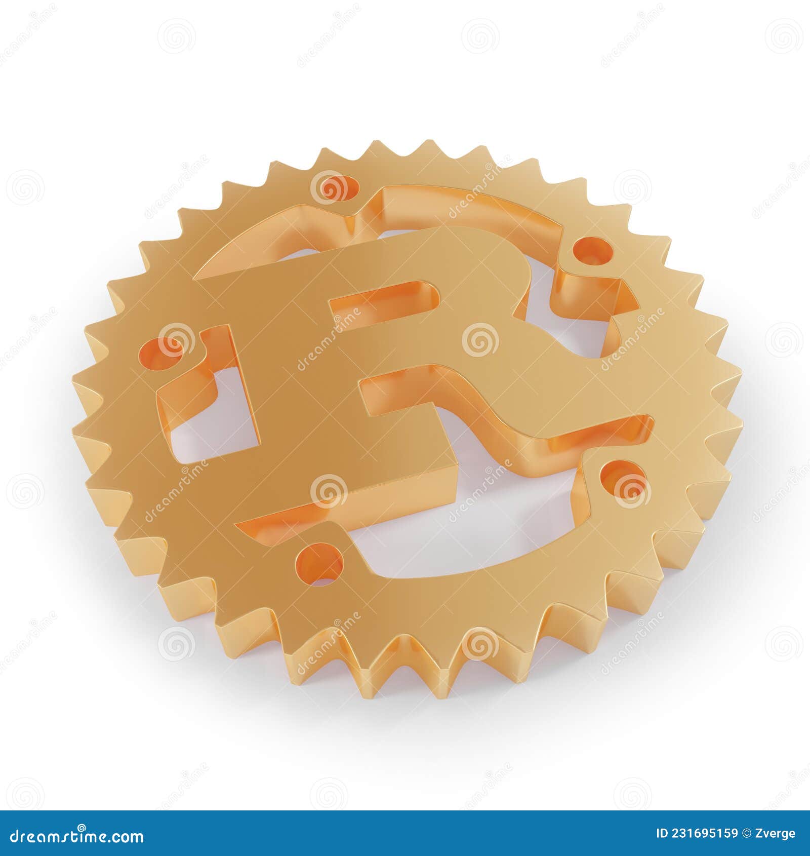 Rust. Programming Language. Golden 3D Logo on White Background. 3D ... Rust. Programming Language. Golden 3D Logo on White Background. 3D ...