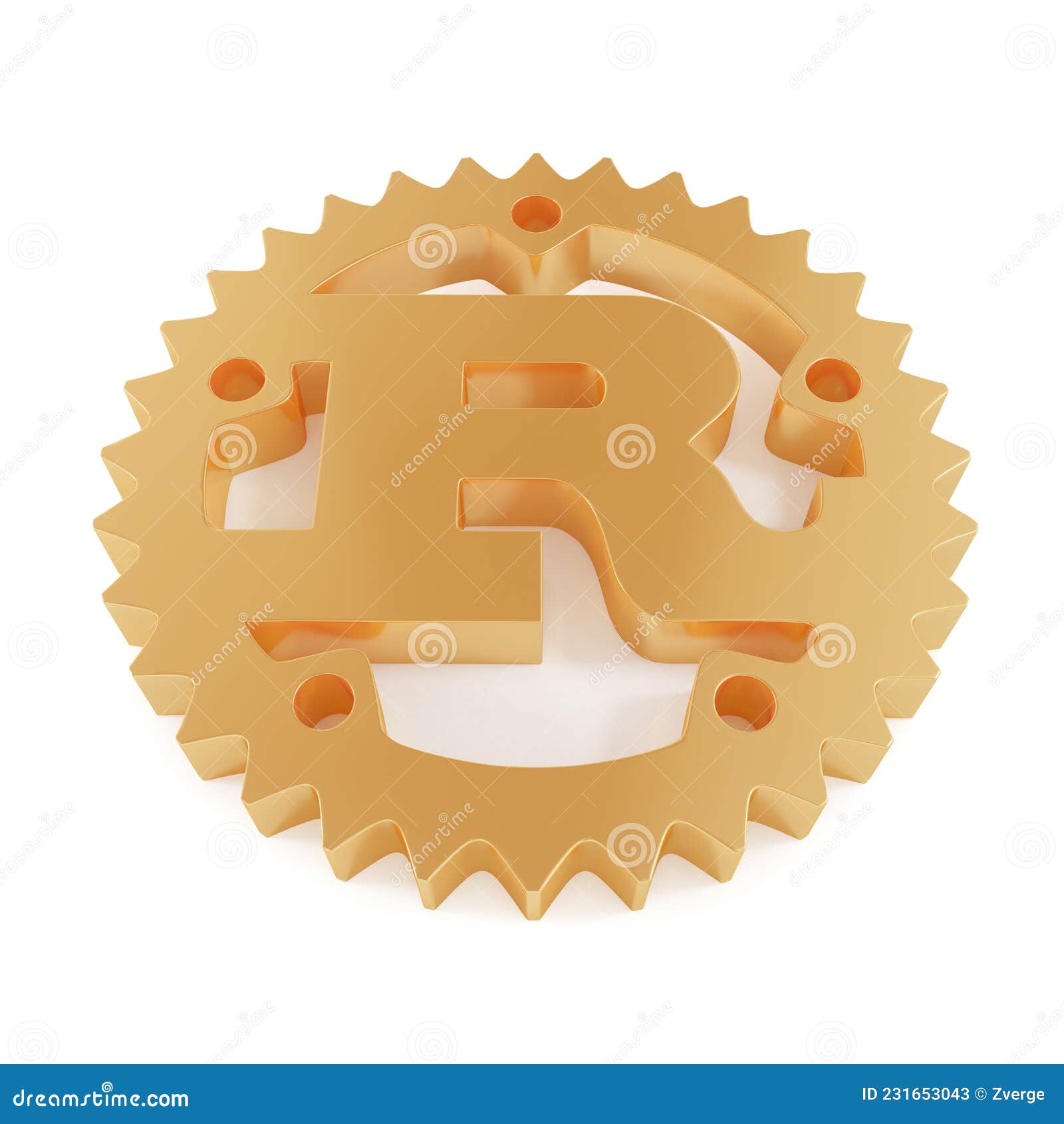 Rust. Programming Language. Golden 3D Logo on White Background. 3D ... Rust. Programming Language. Golden 3D Logo on White Background. 3D ...