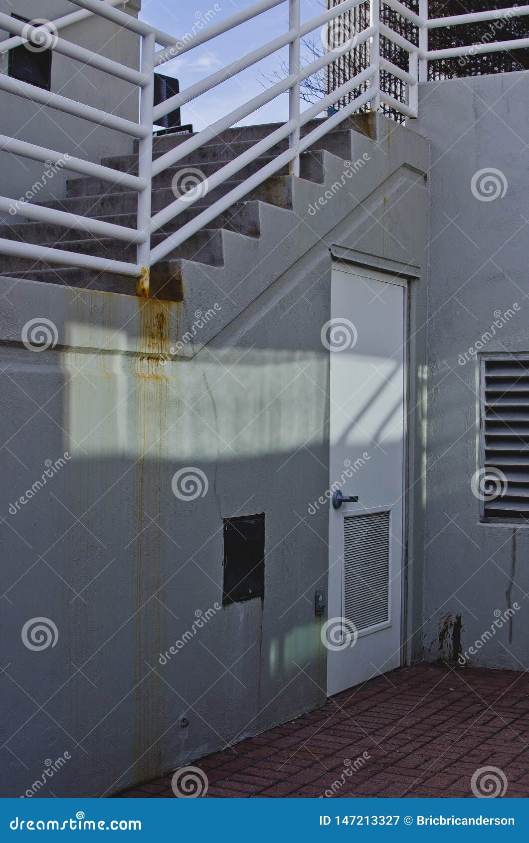 Rust Running Down the Side of the Alley Stairs Stock Image - Image of ...